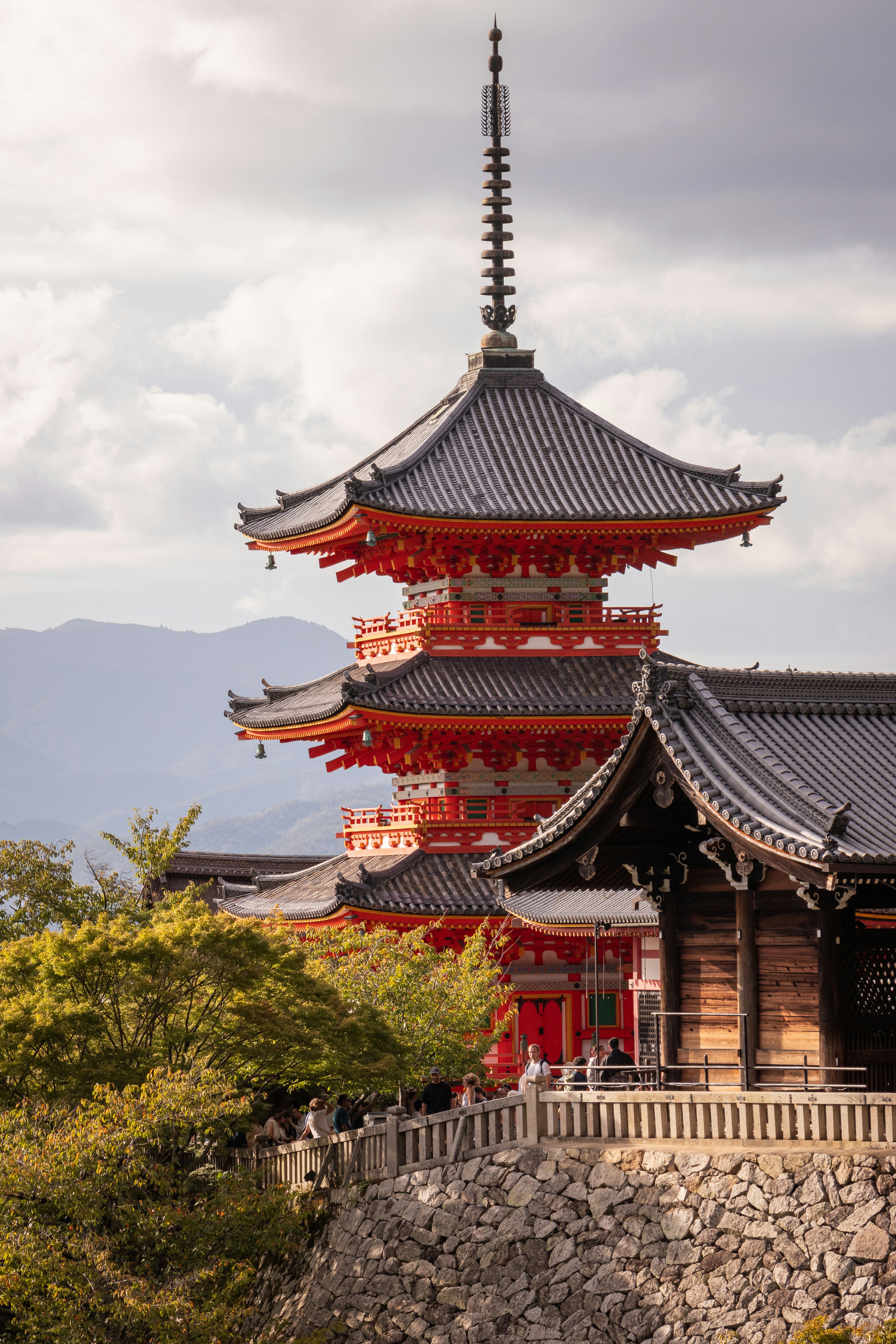 Crimson Pagoda: A Timeless Glimpse Over the Valley