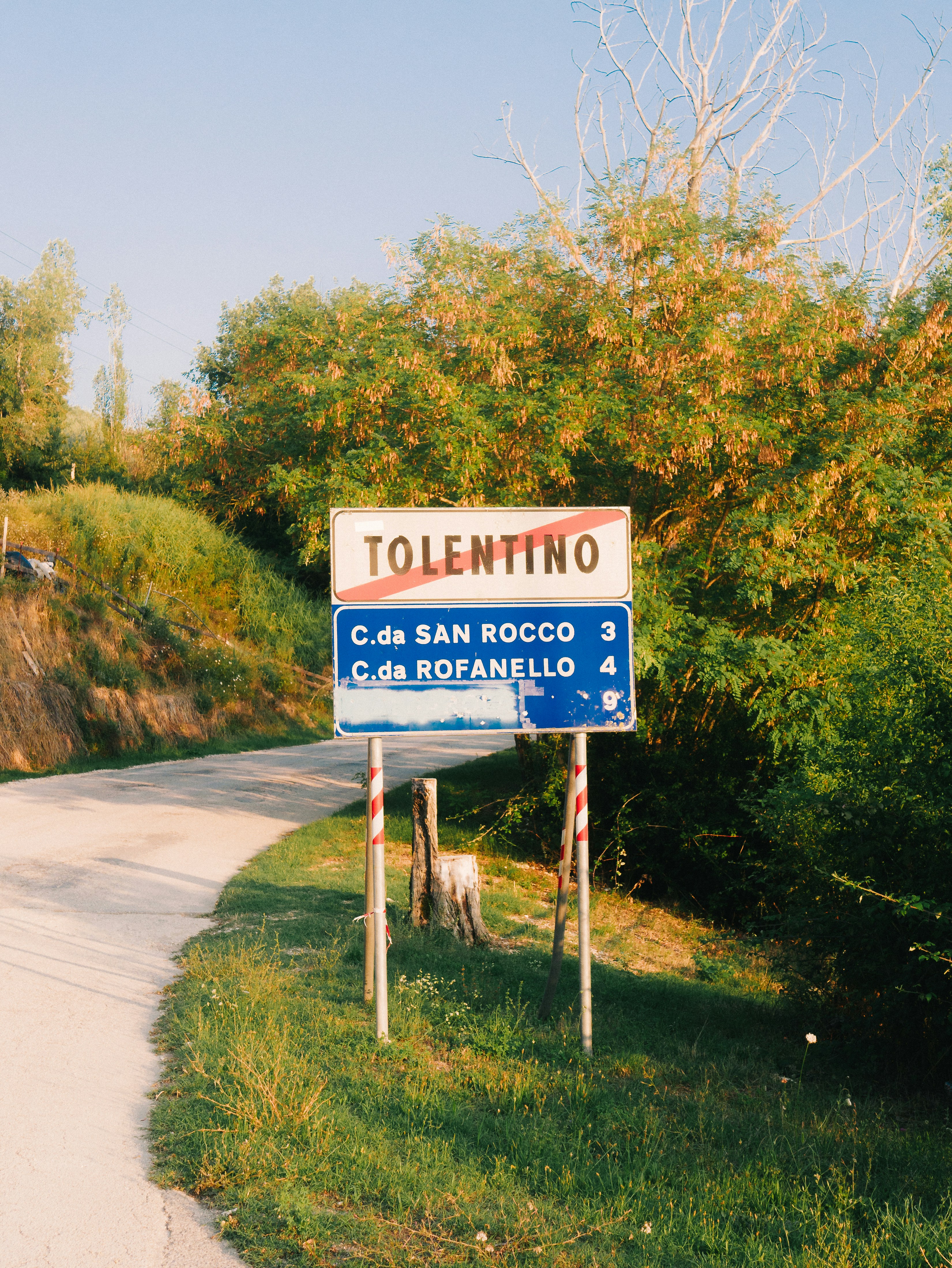 Tolentinio Road Sign Under the Olive Orchard