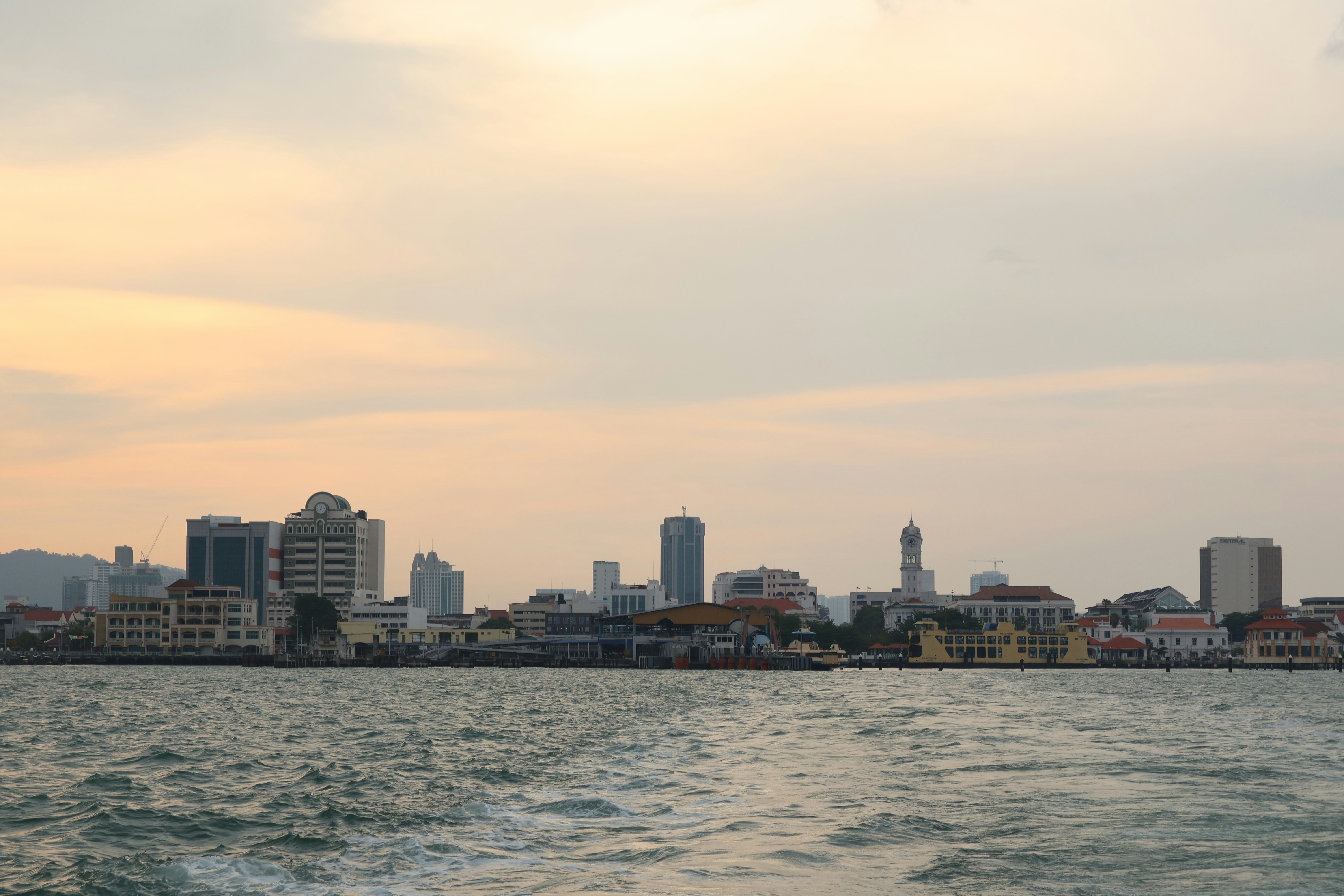Horizon of Harbor Lights at Dusk