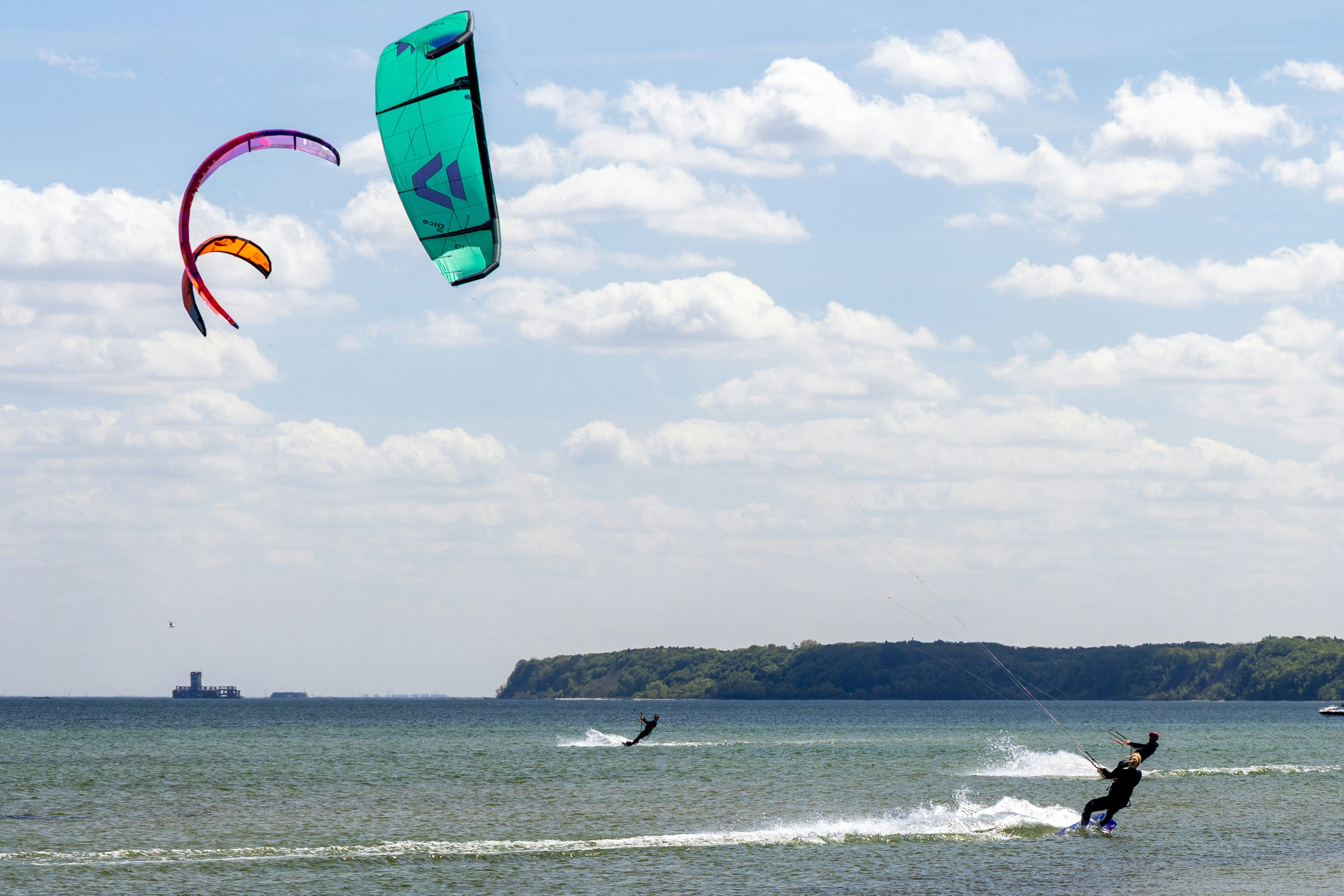 Kite surfers in Rewa, Poland