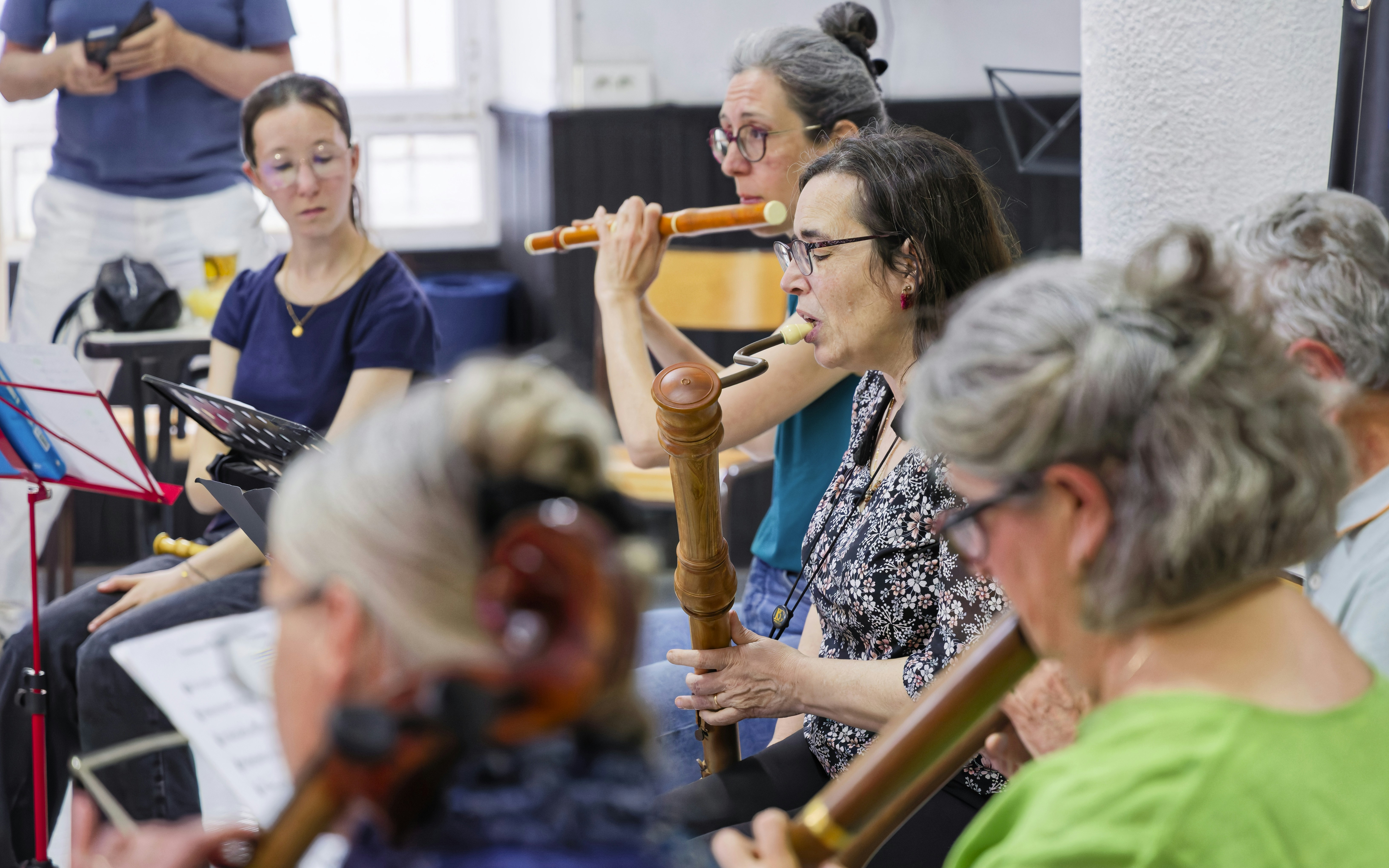 Harmonic Focus: Musicians in Unison with Woodwind and String Choir