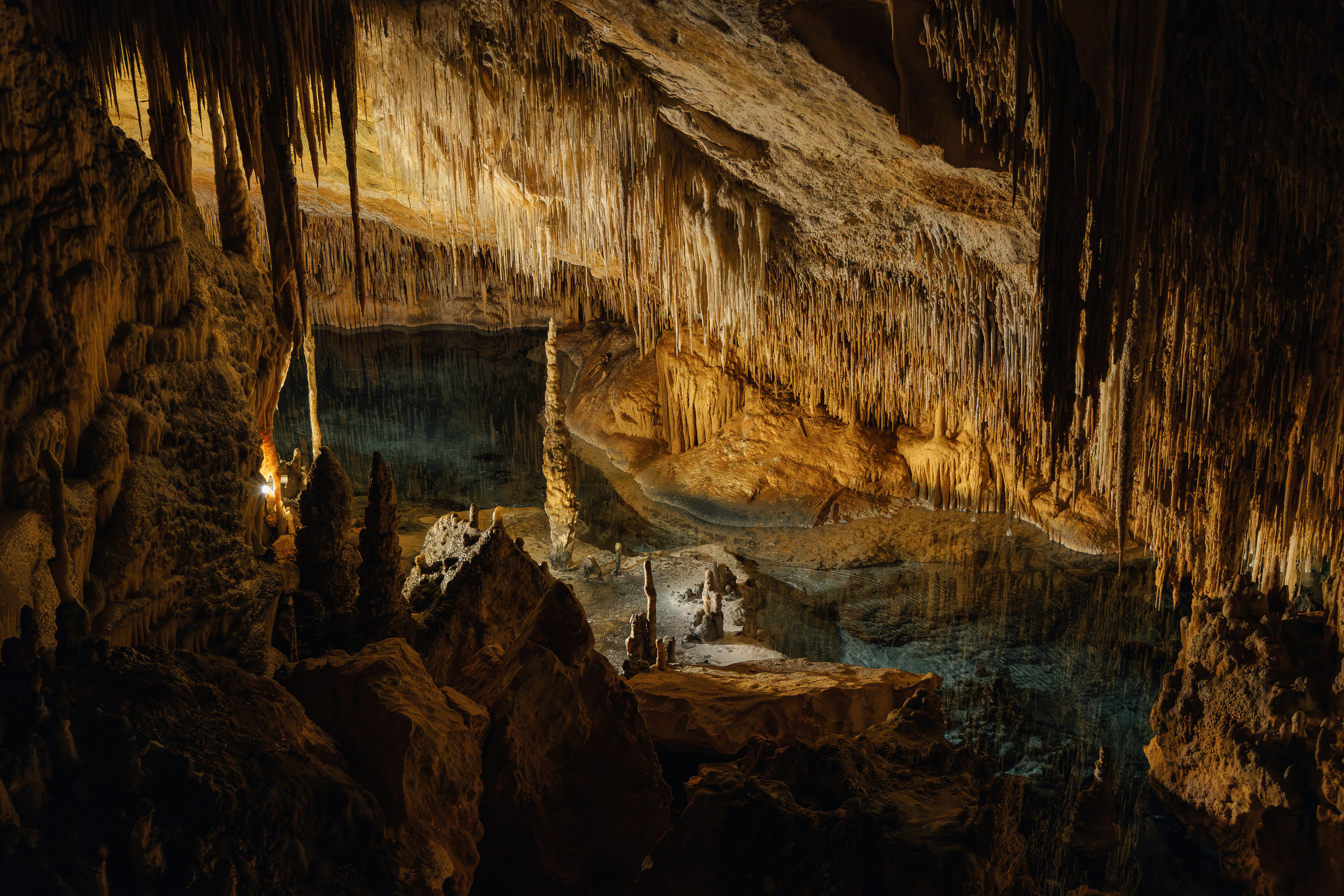 Echoes of Amber: A Stalactite Cathedral at Dusk