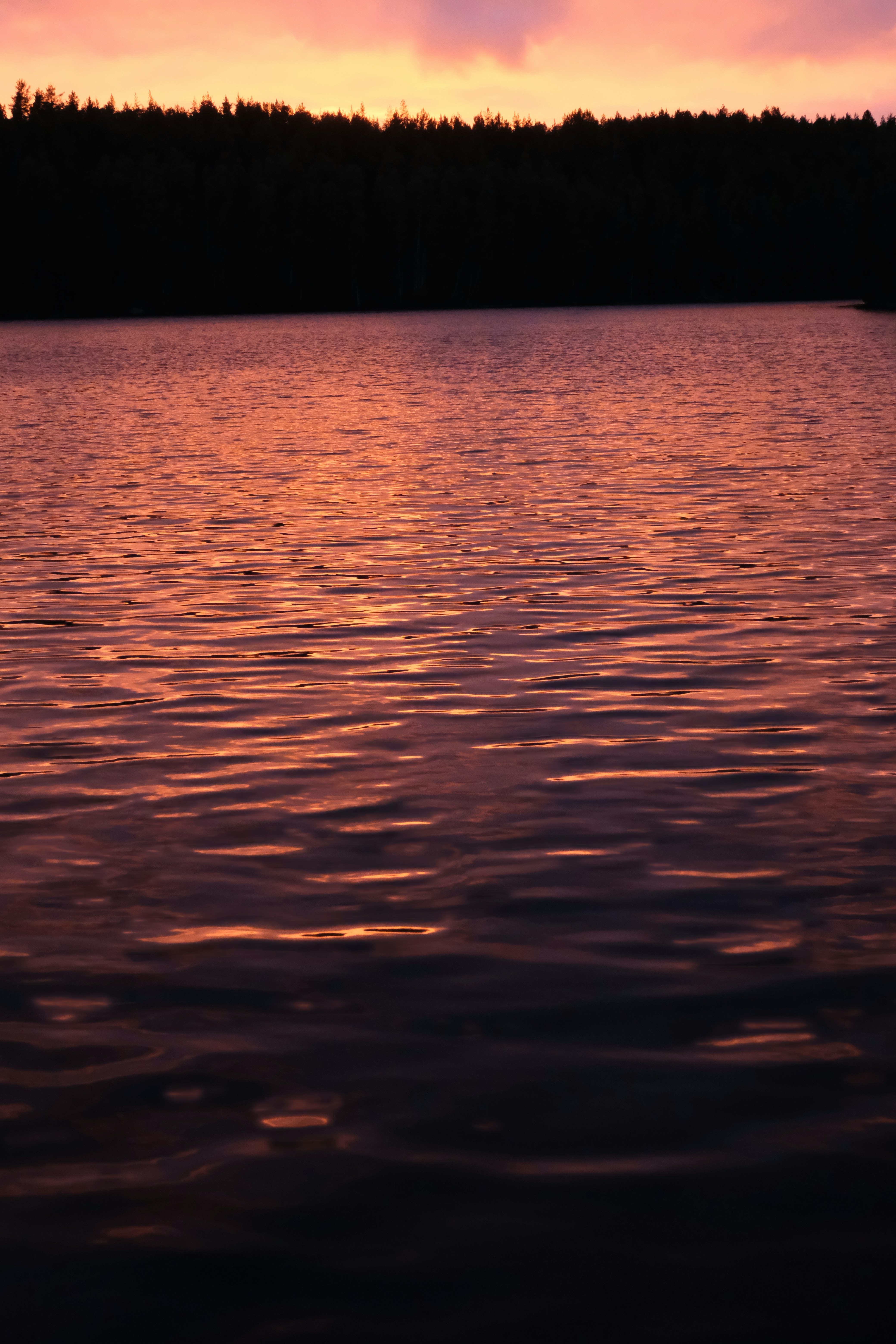 Crimson Dusk on a Quiet Lake