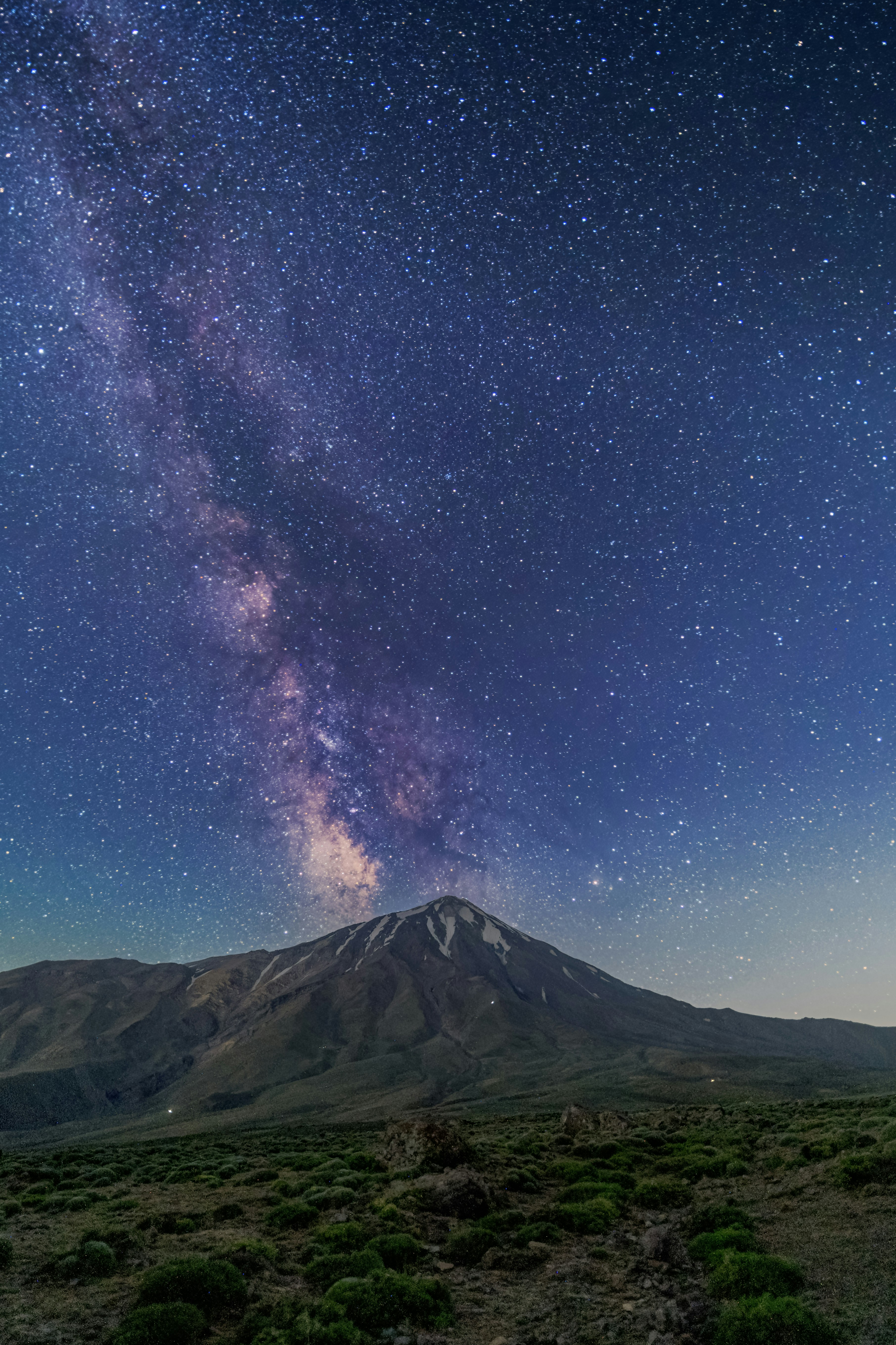 Milky Way Ascends Over a Lone Mountain