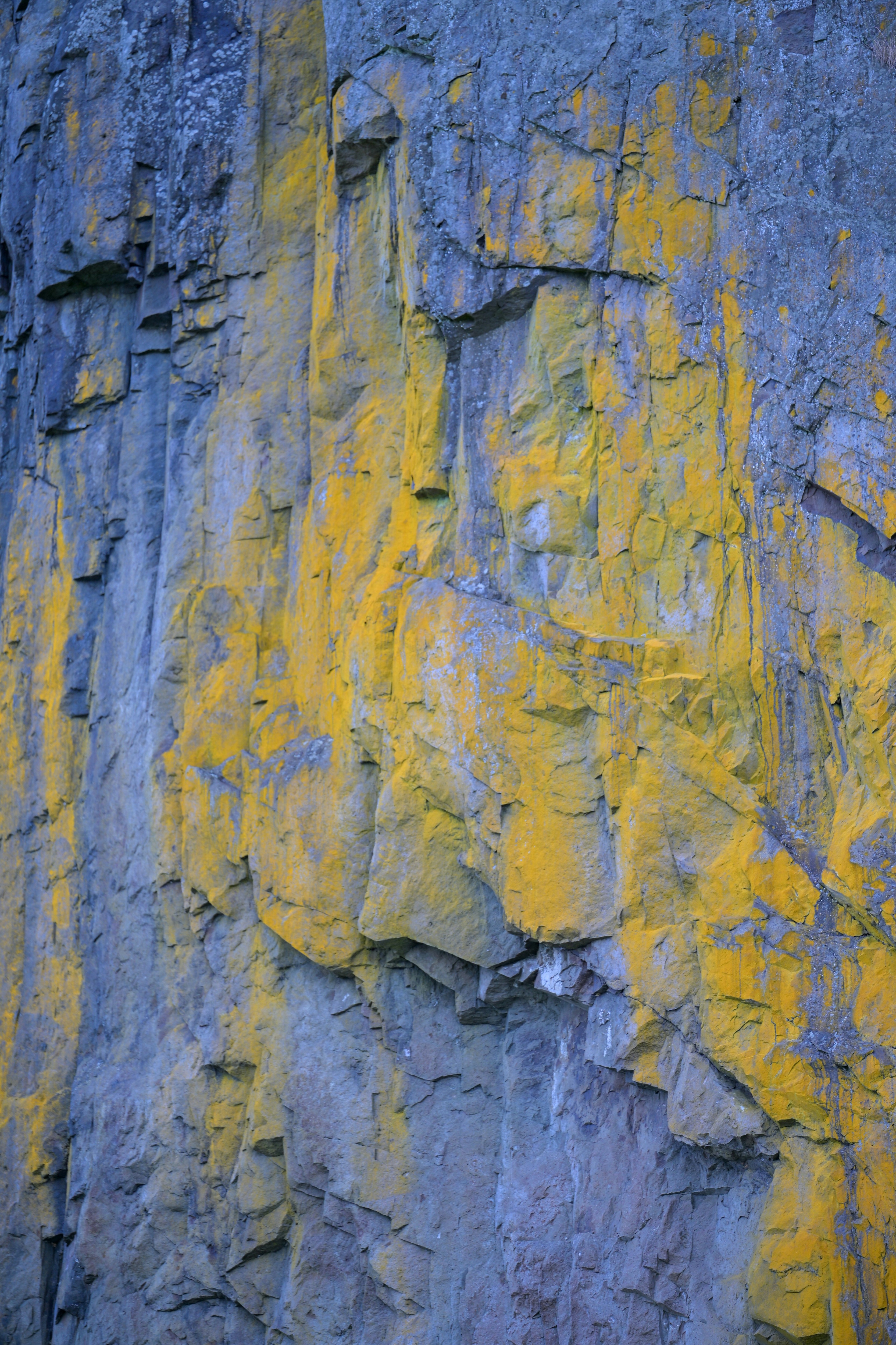 Craggy Canvas: Blue Rock with Yellow Veins
