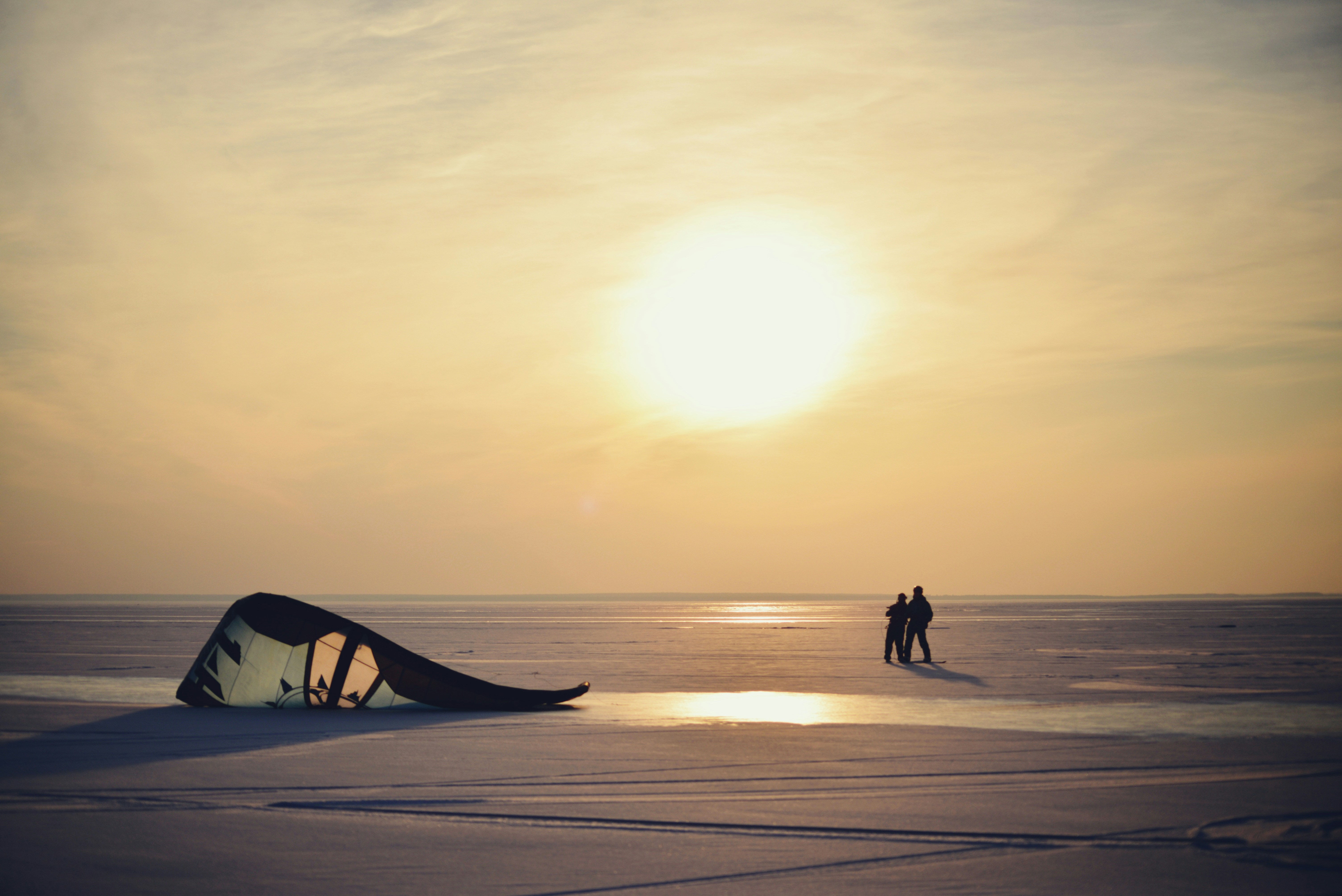 Sunset Salt Flats: Silhouettes at Dusk