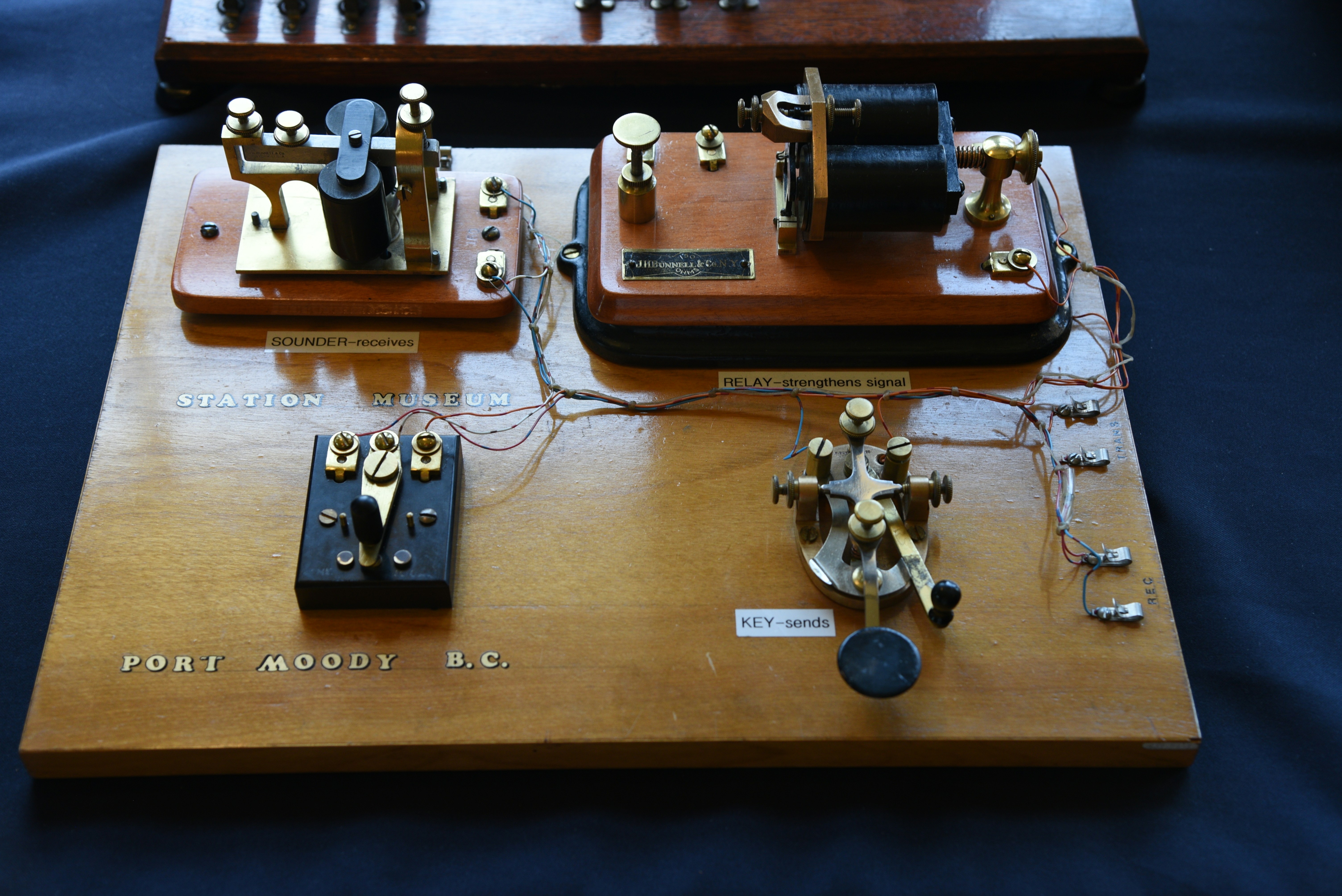 Early Telecommunication Lab: A Wooden Control Panel with Brass and Copper Loops