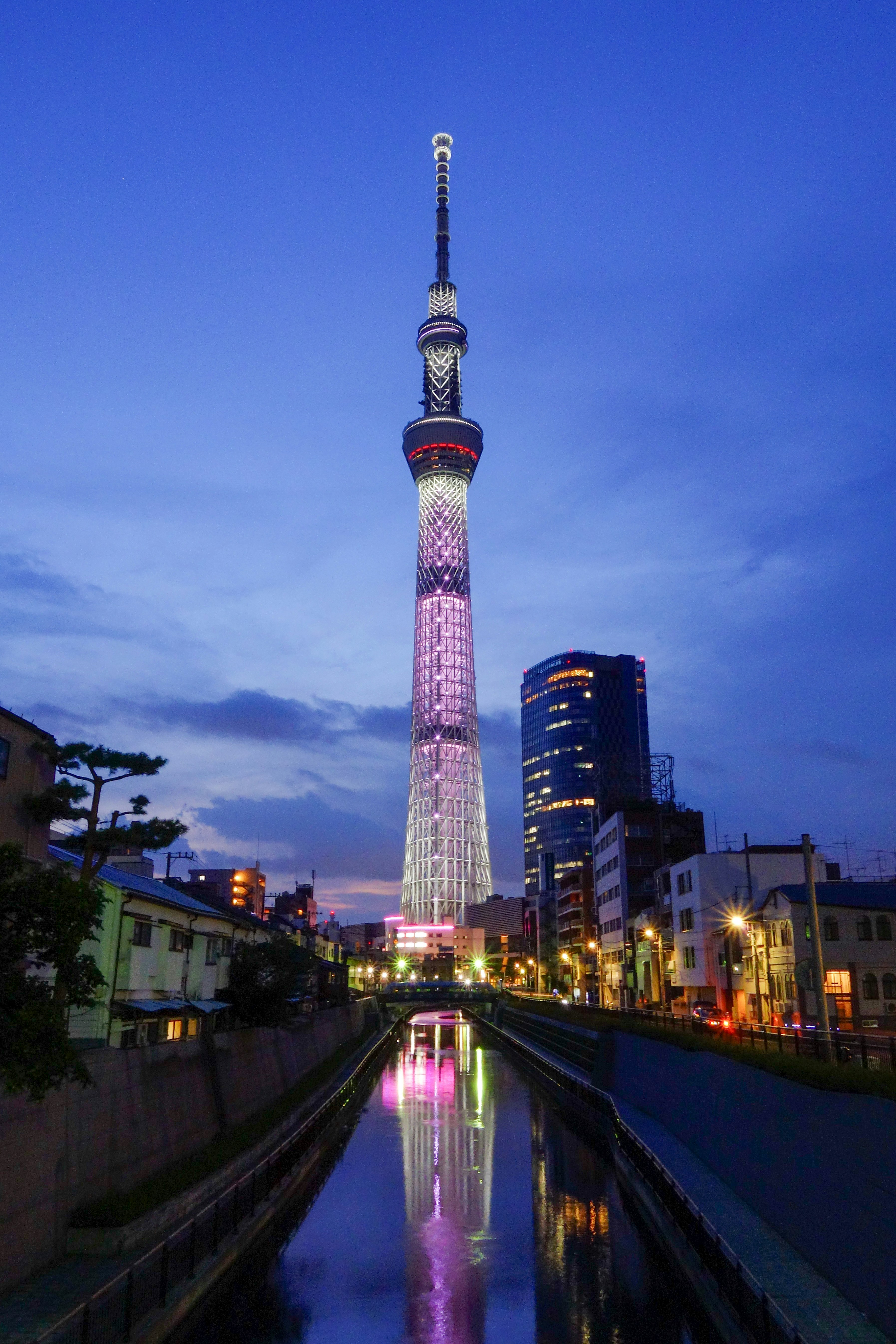 Tokyo Skytree at Dusk: Reflections in a Quiet Canal