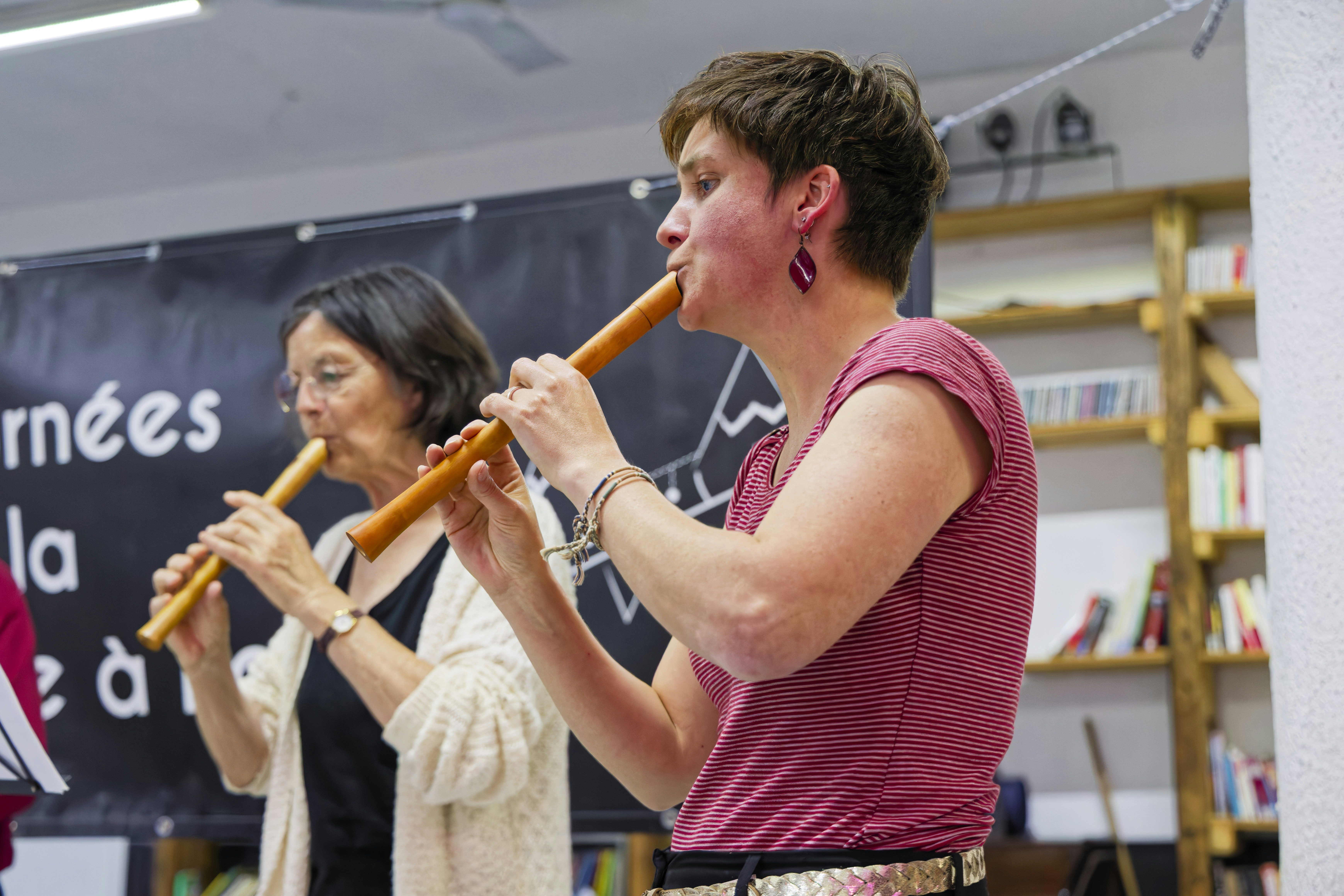 Interludes of Breath: Wooden Flute Duet in a Library Studio
