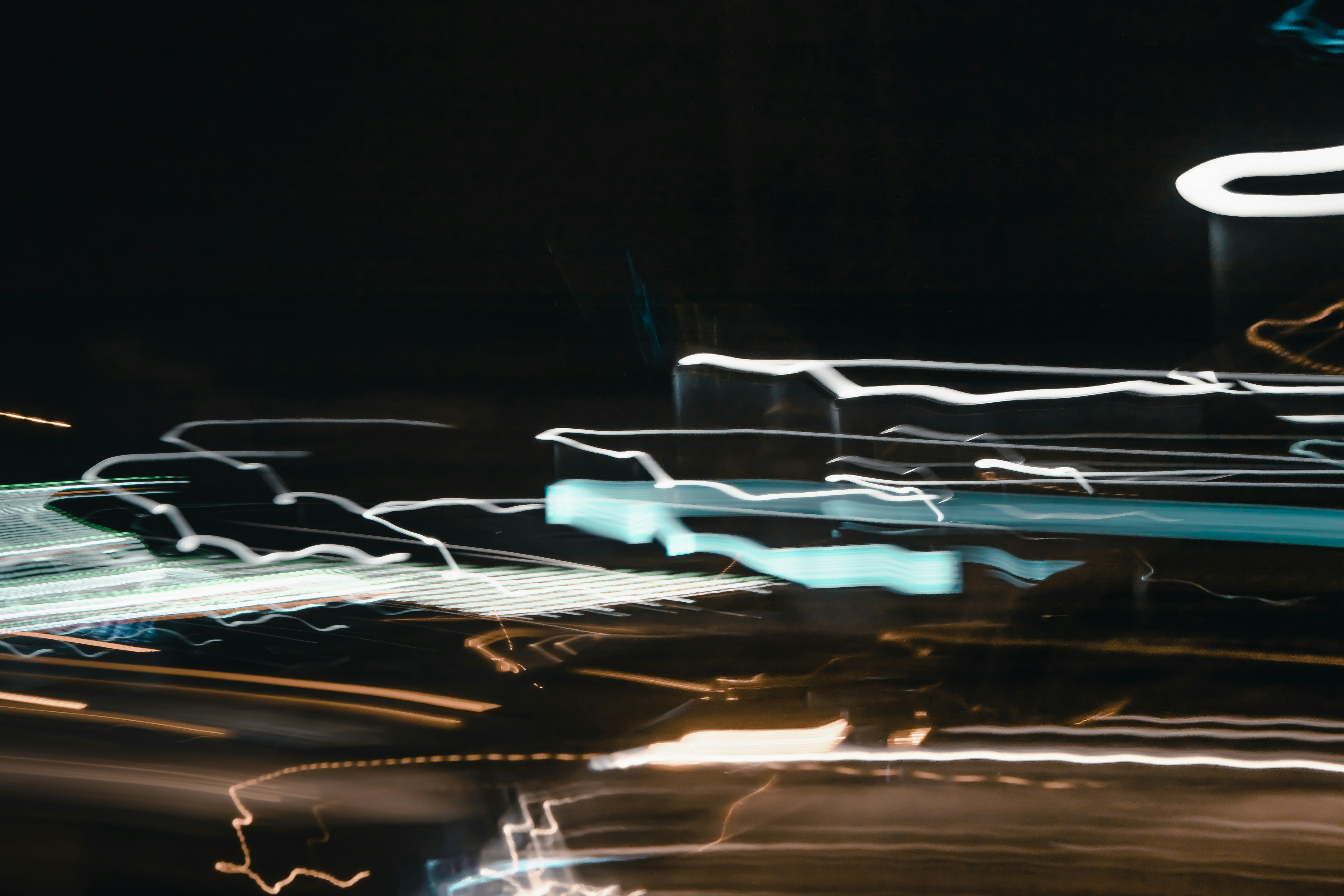 Midnight Light Trails: A Rooftop Blur of Neon Whispers