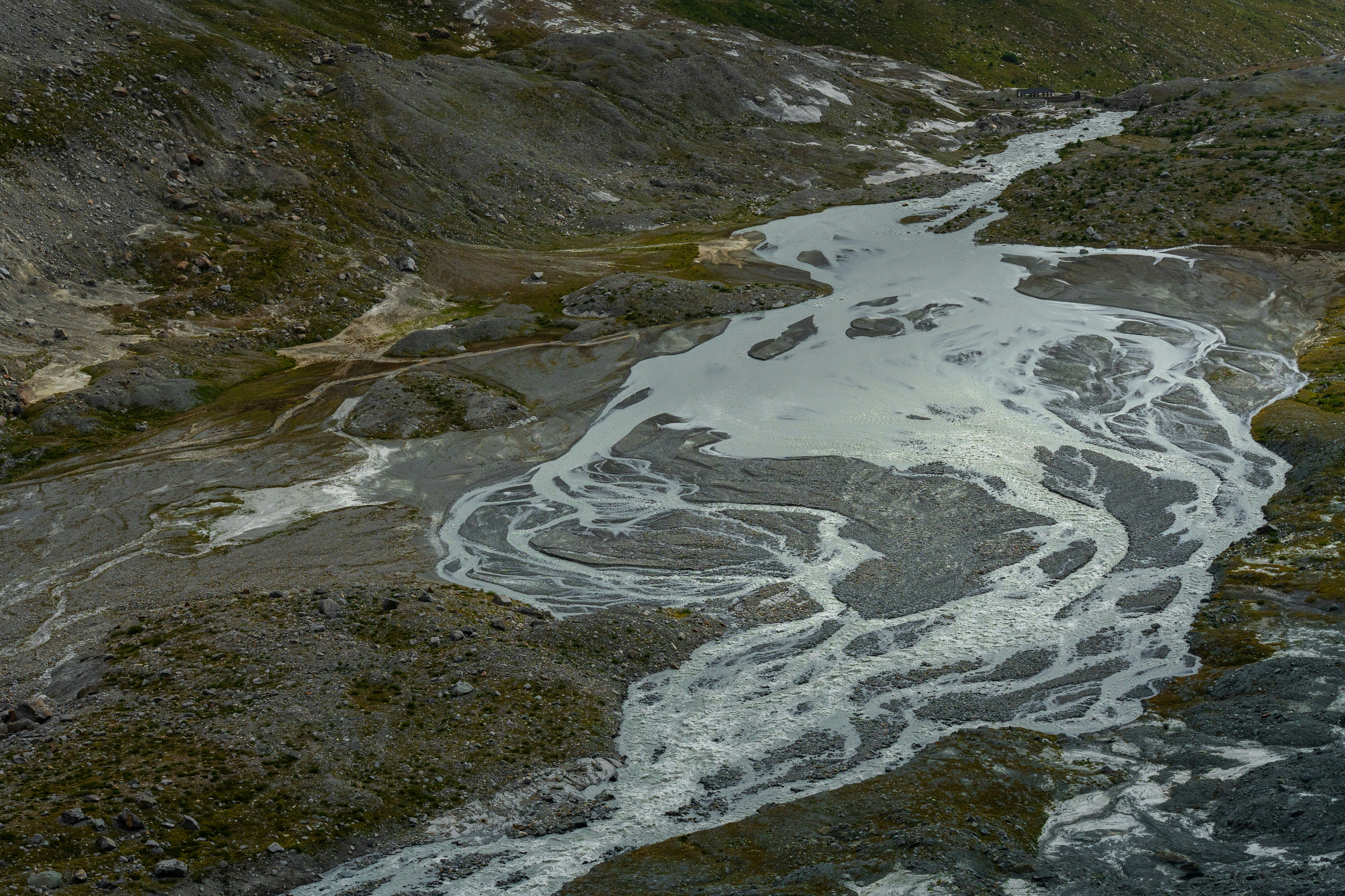 Moraine River Canvas: Dried basalt and etched ice drains