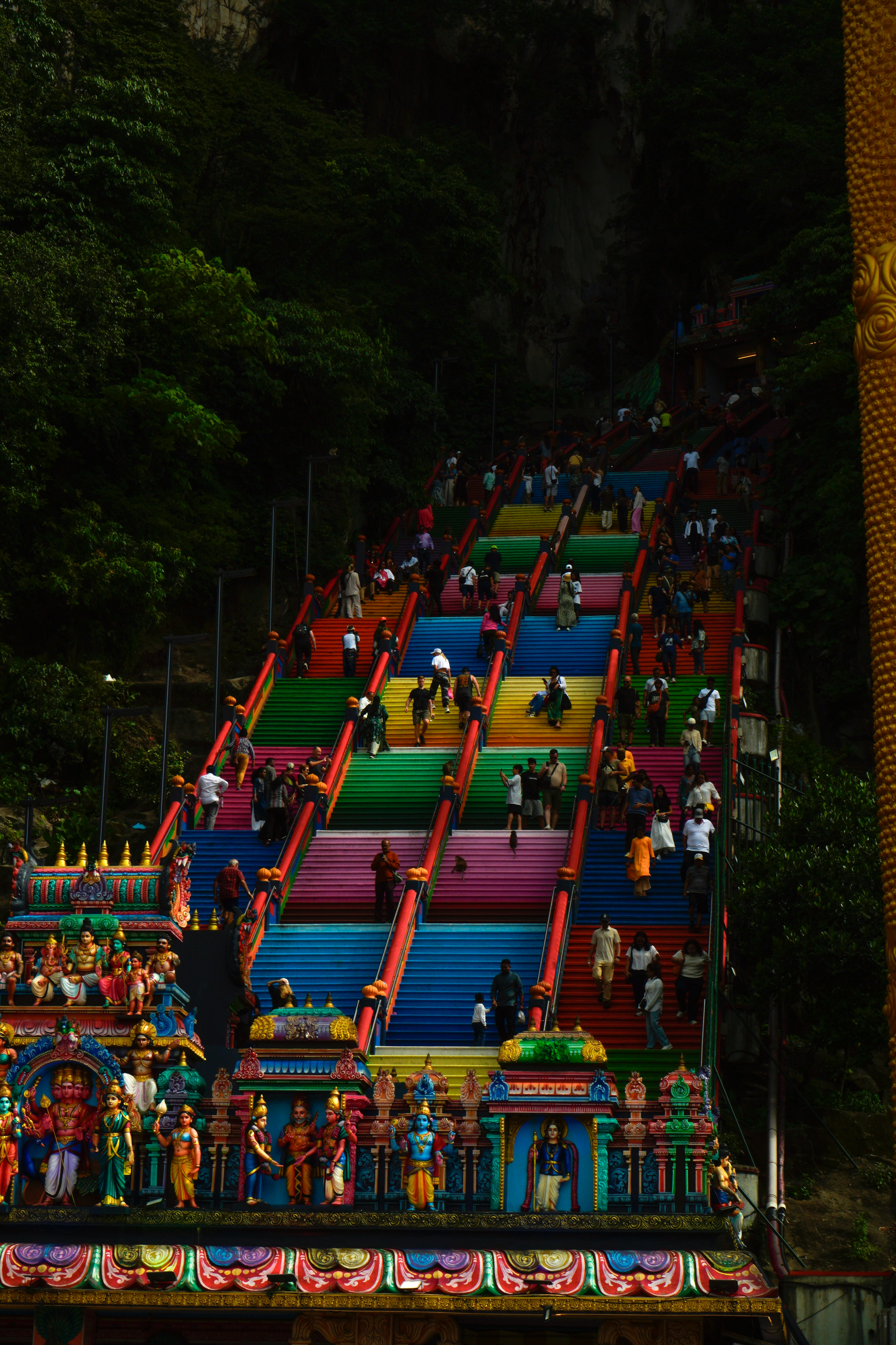 Rainbow Steps to the Temple: A Colorful Ascent