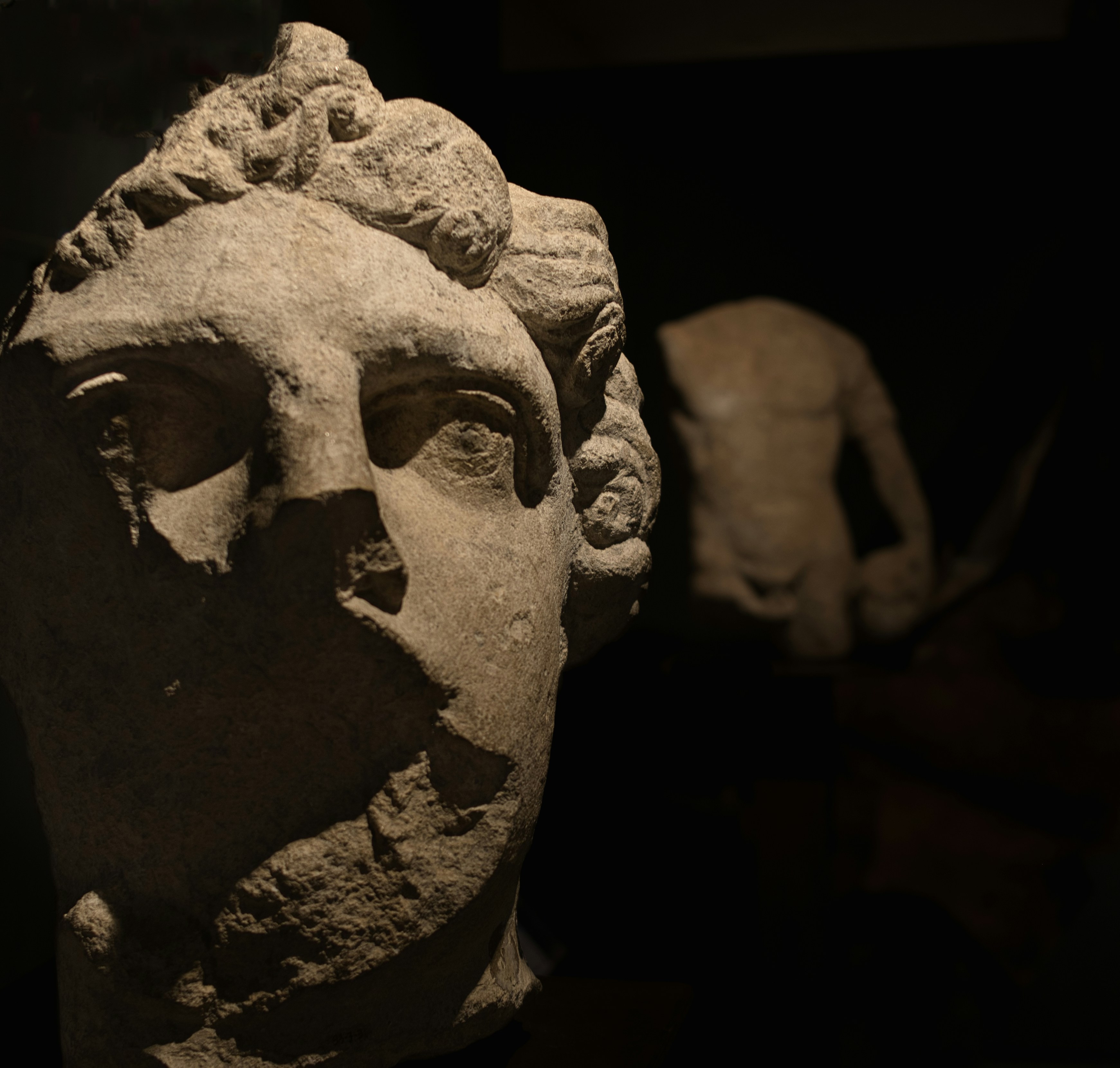 Stone Whisper: A Close-Up of a Quiet Portrait in Low Light