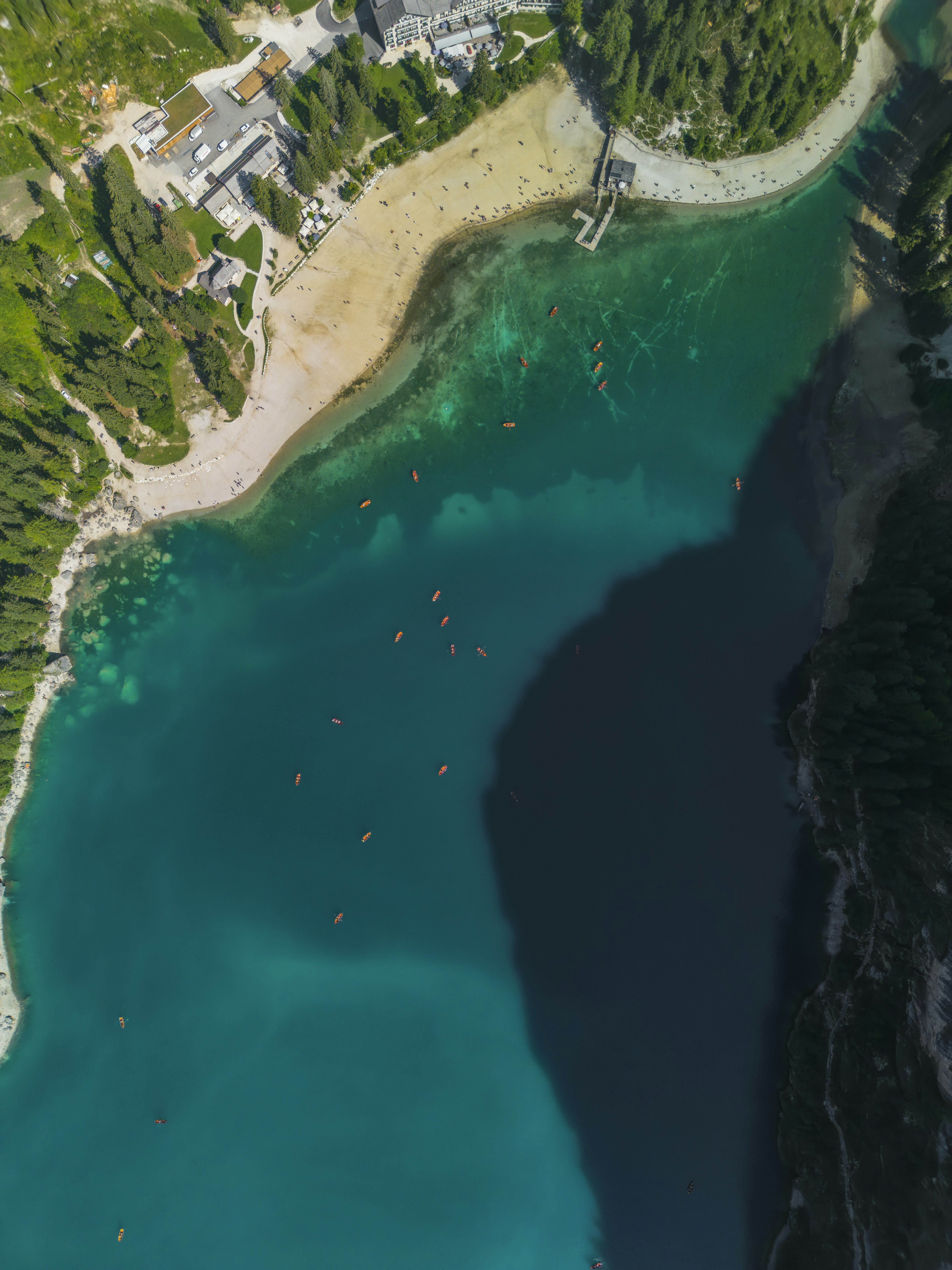 Emerald Cove Aerial: Boats Dot the Turquoise Inlet