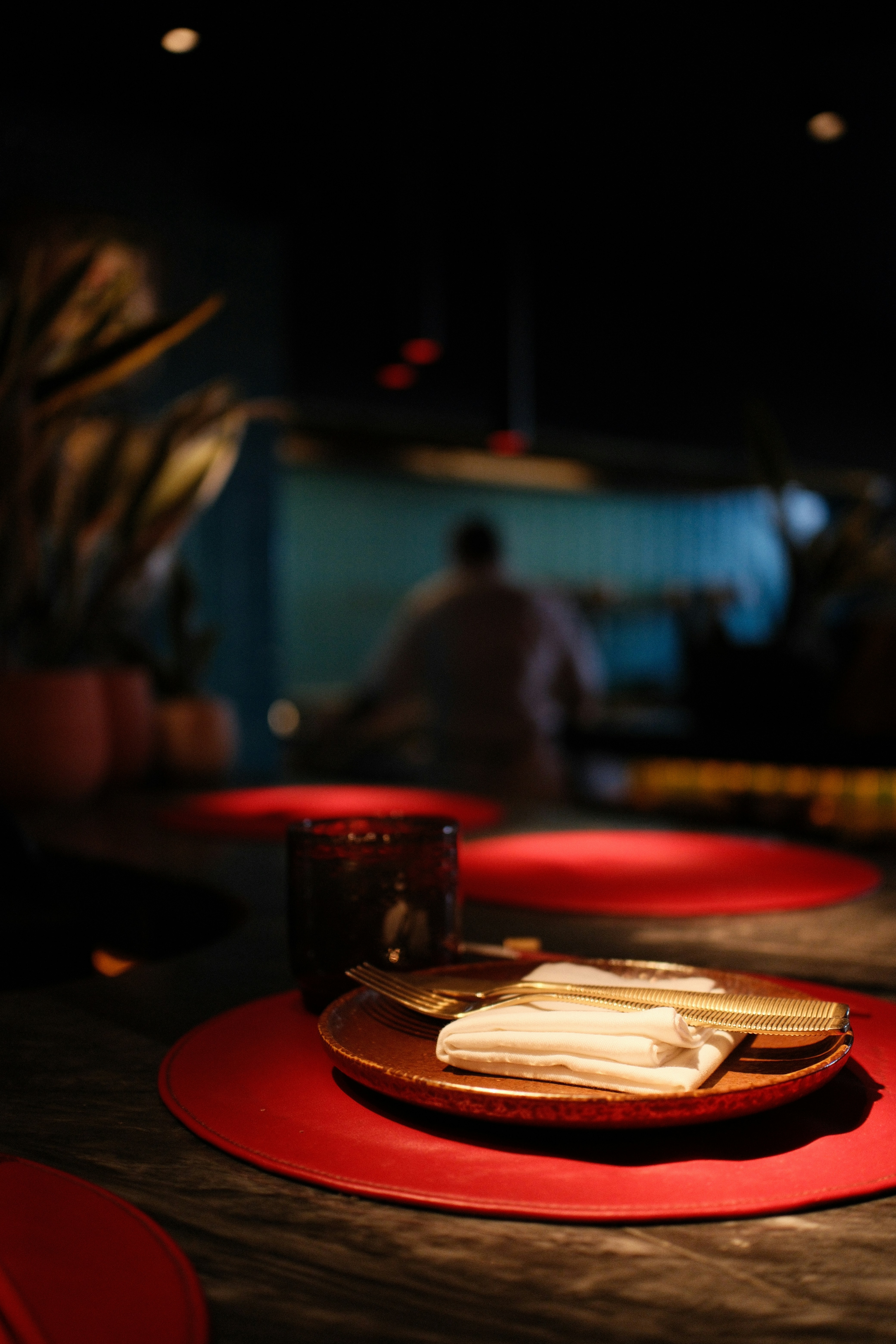 Dim-lit Dining: A Table Setting Dusted with Nightfall