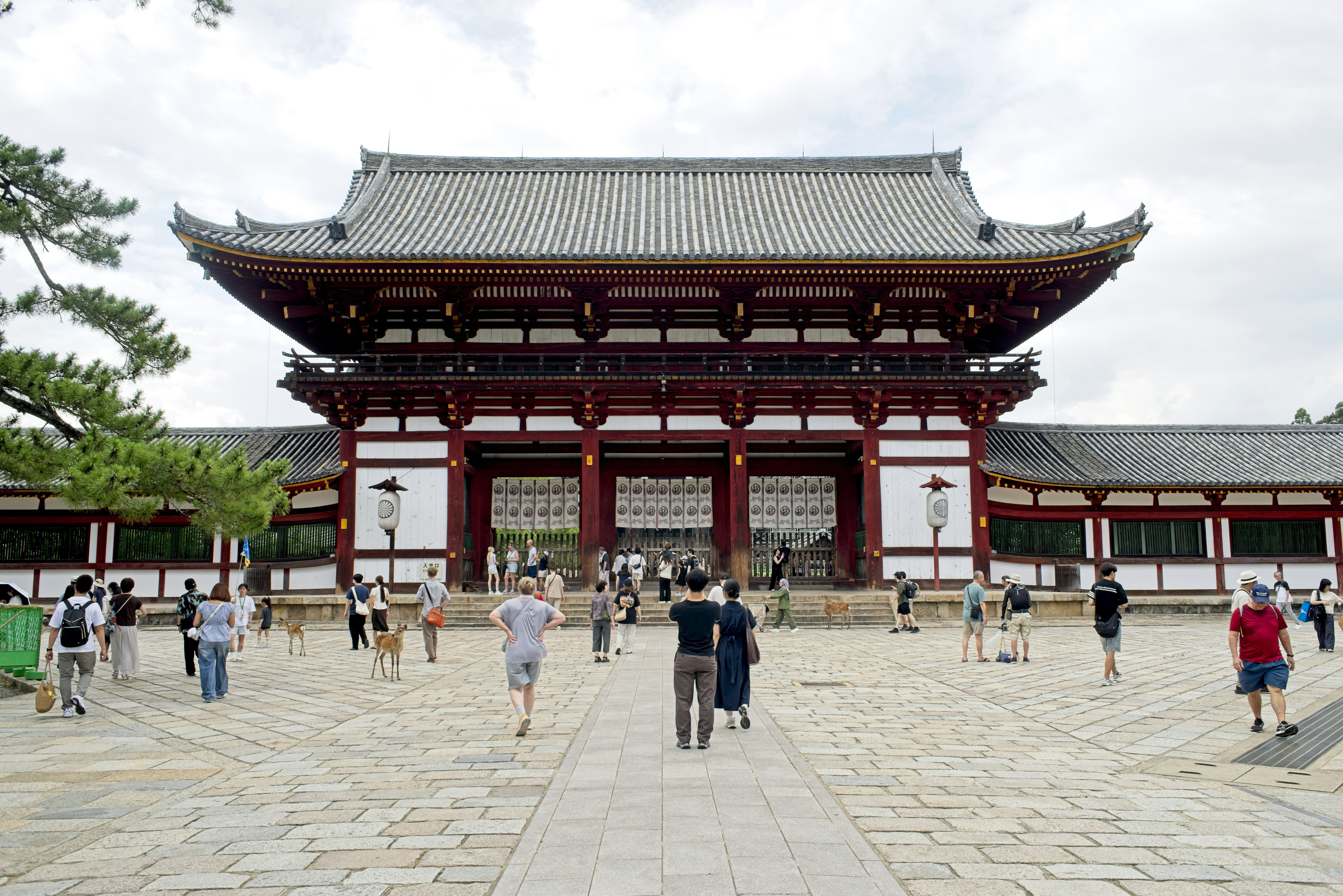 Temple Gate at Sanjusangendo: Courtyard Span of Visitors