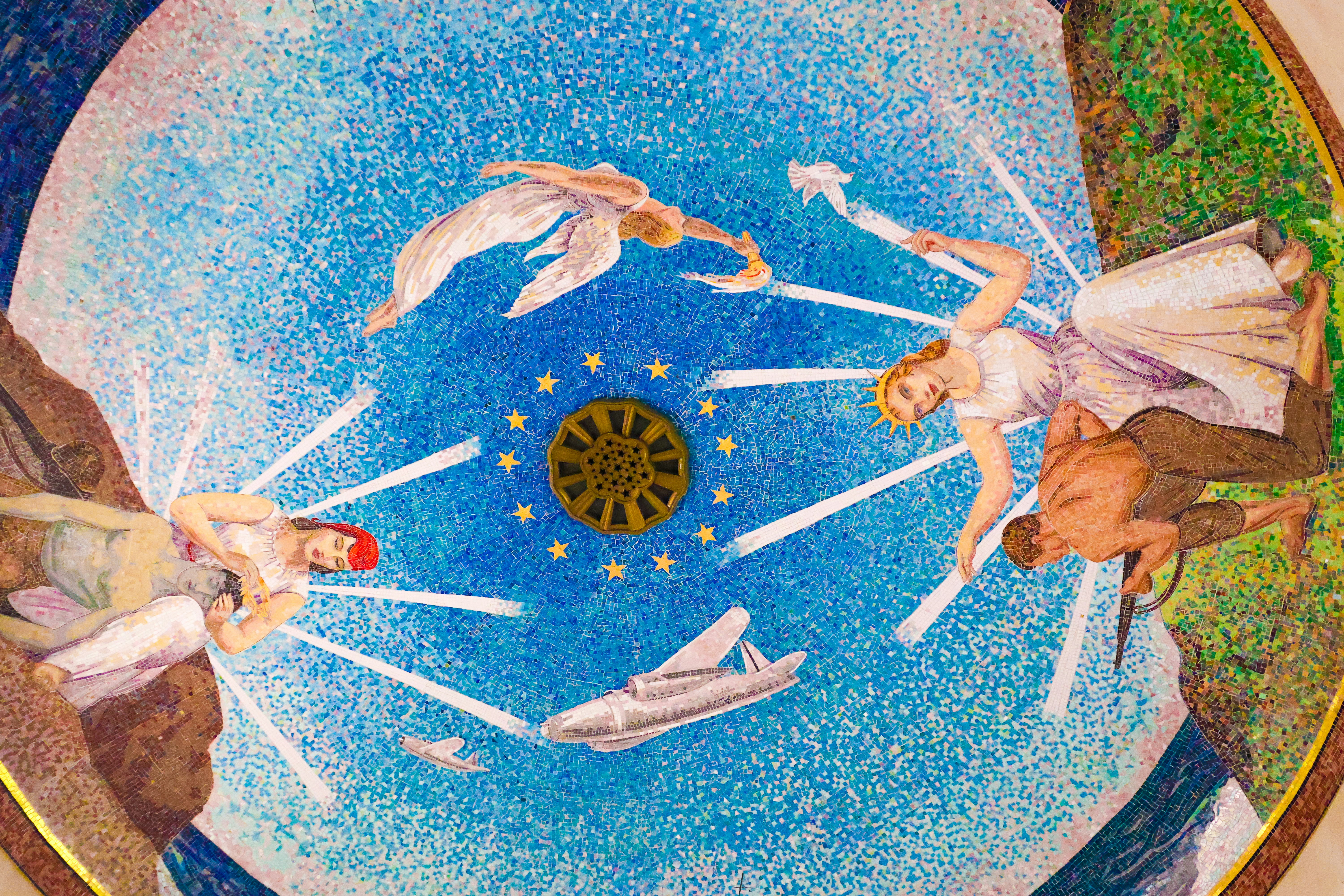 A Circular Fantasia: Floating Figures in a Starry Ring
