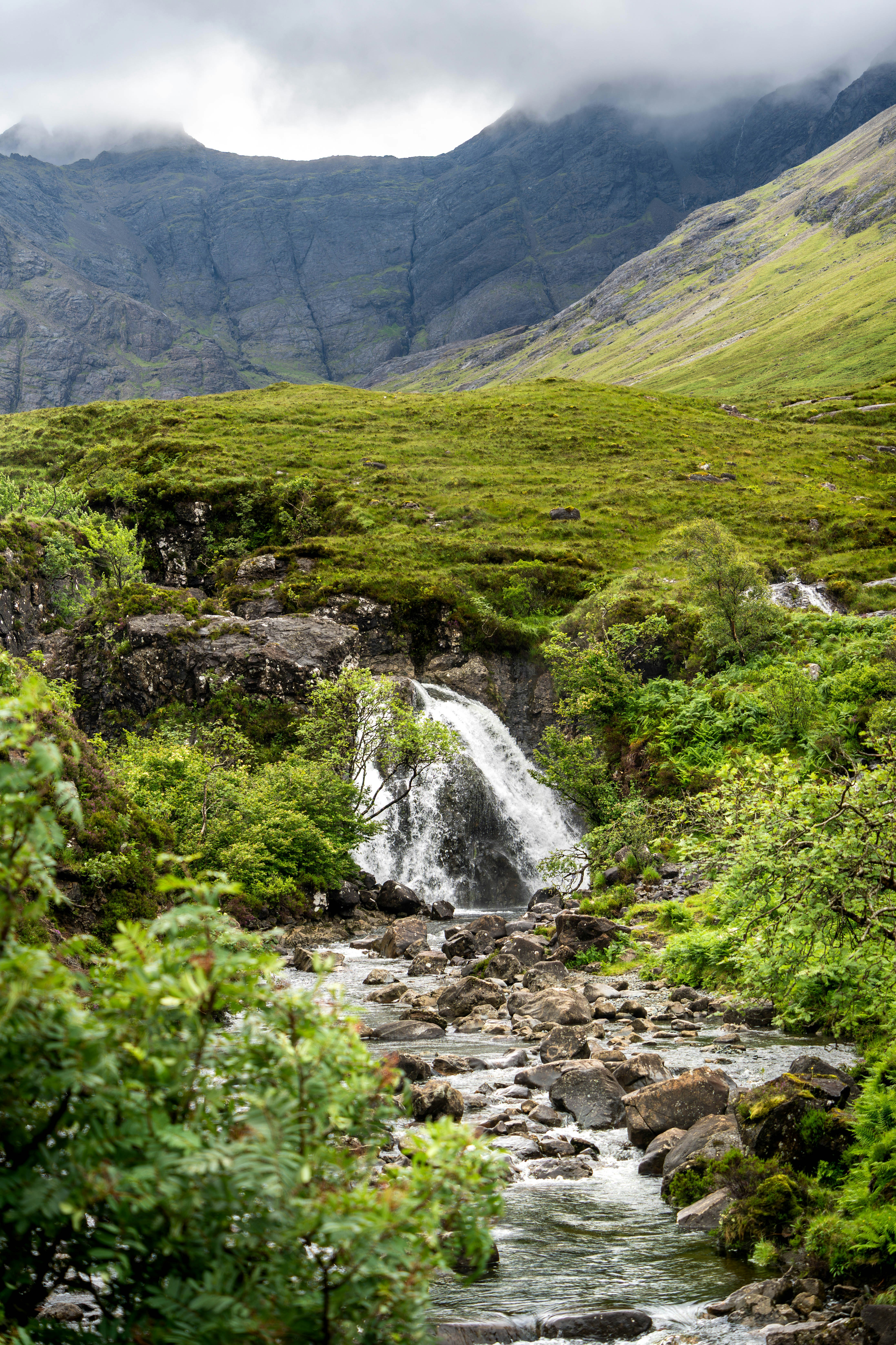 Cascade Between Mossy Cliffs: A Highland Stream in Quiet Motion