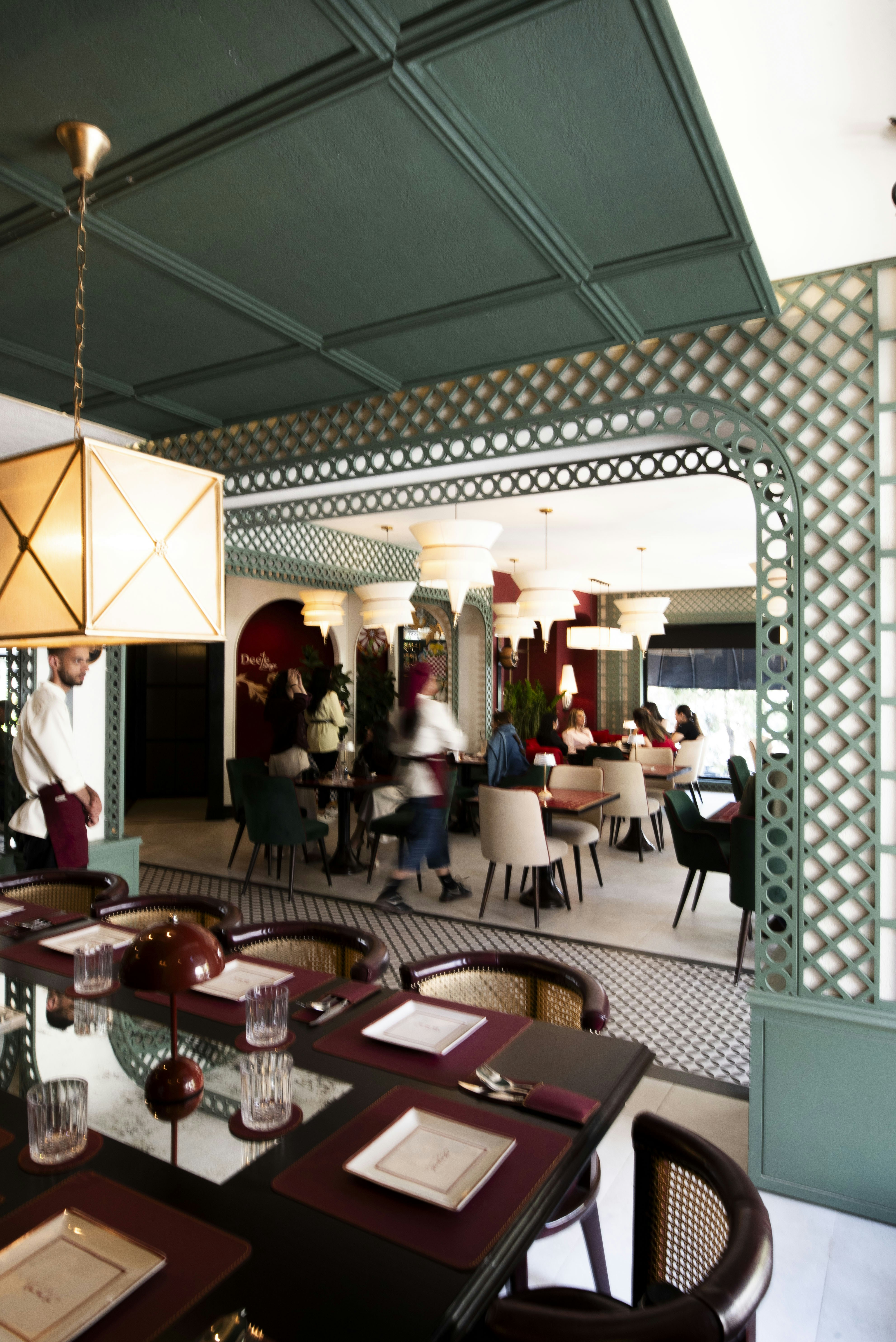 Café Arcades: Afternoon Light in a Latticed Dining Hall
