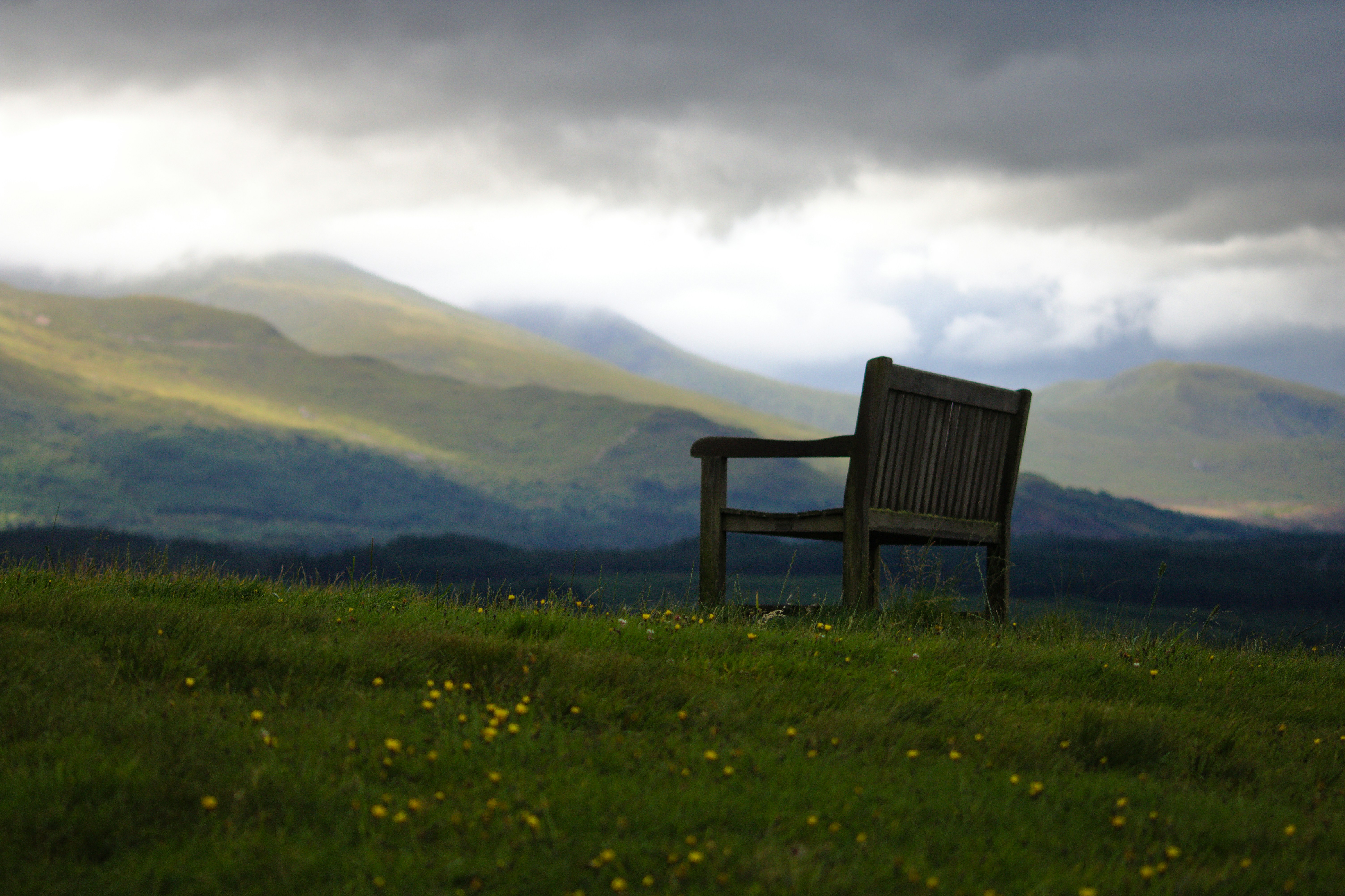 Lonely Bench Beneath A Stormy Sky