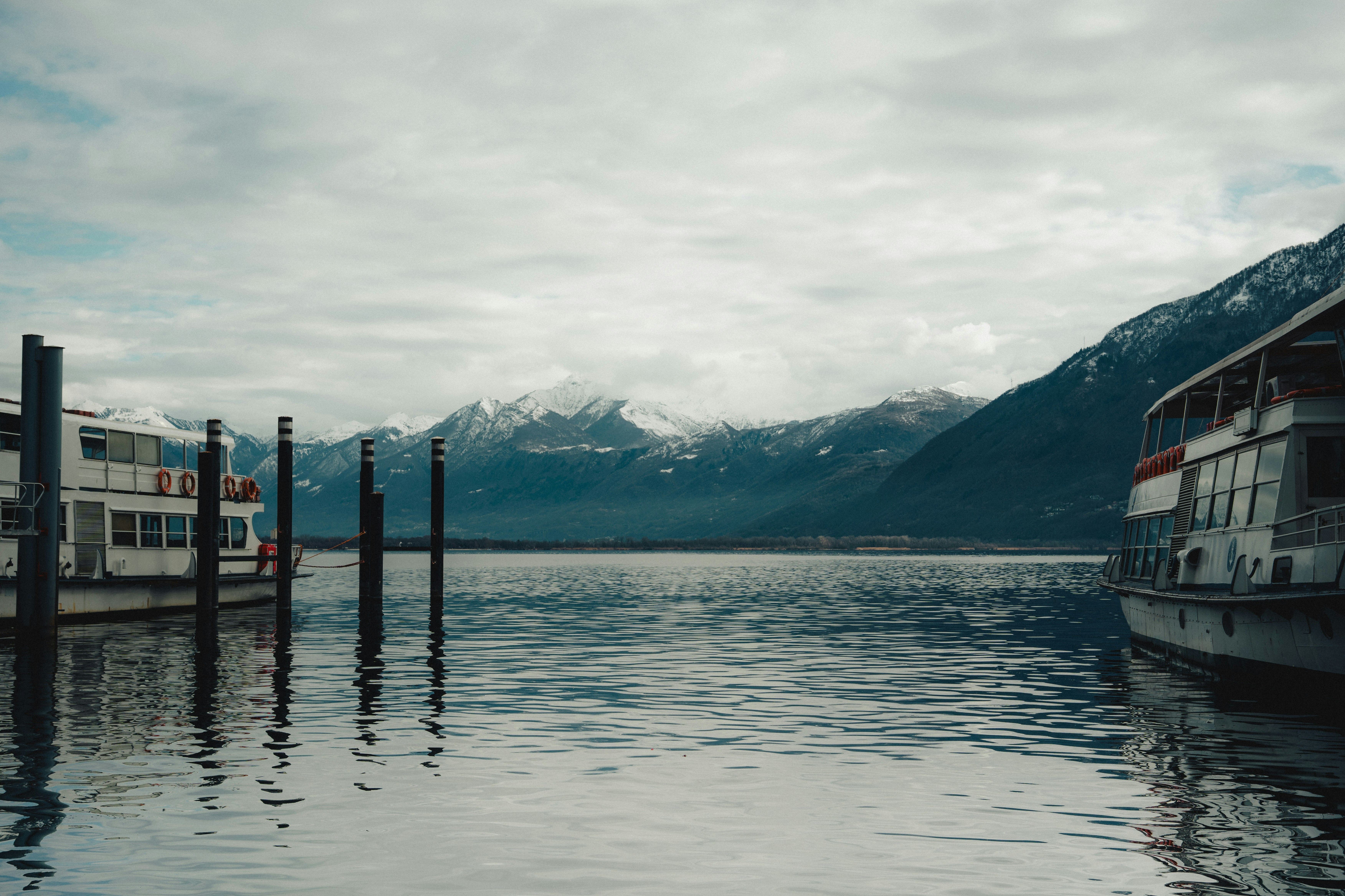 Glacial Fjord Boats at Dusk