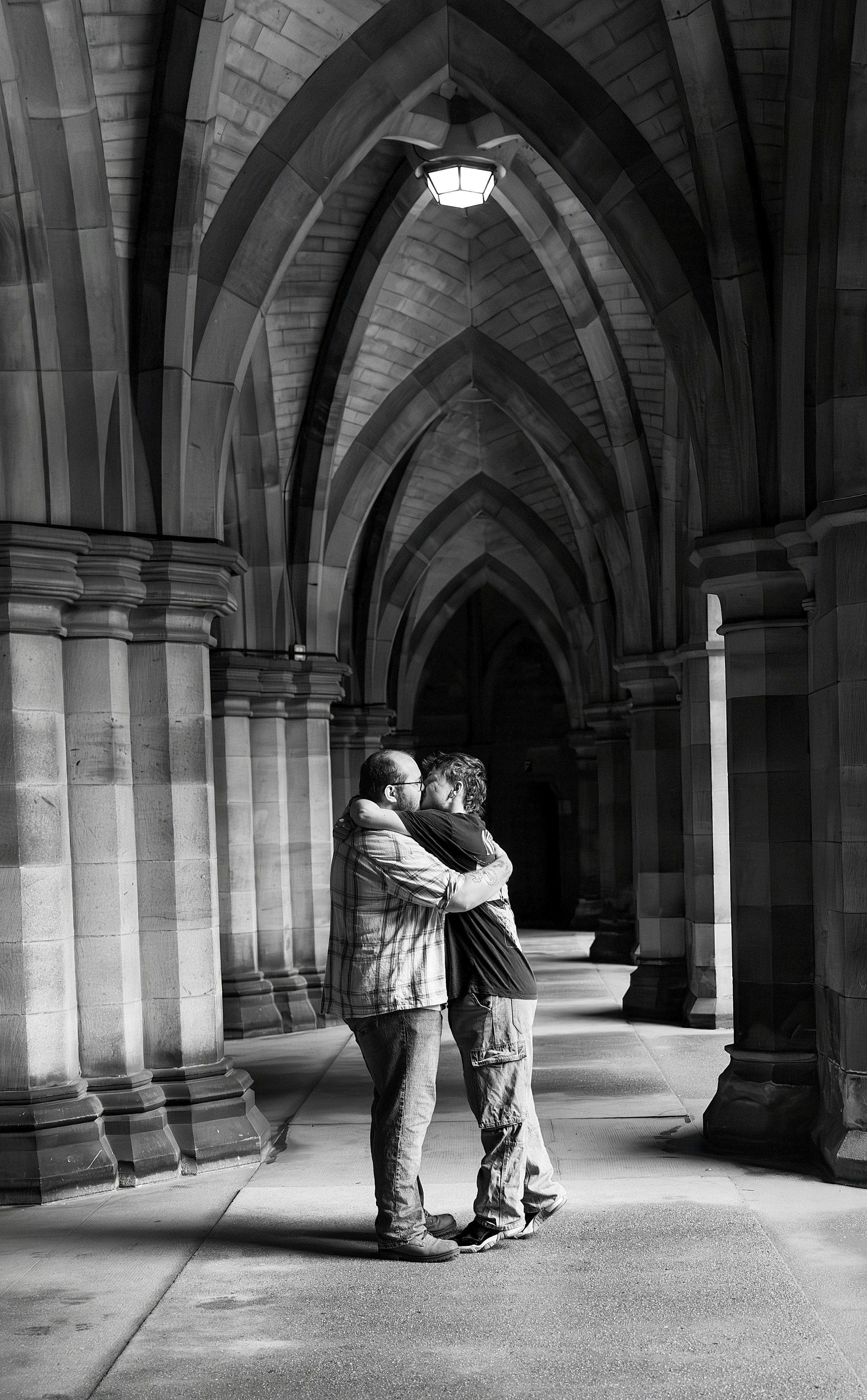 Embrace Beneath the Cathedral Arches