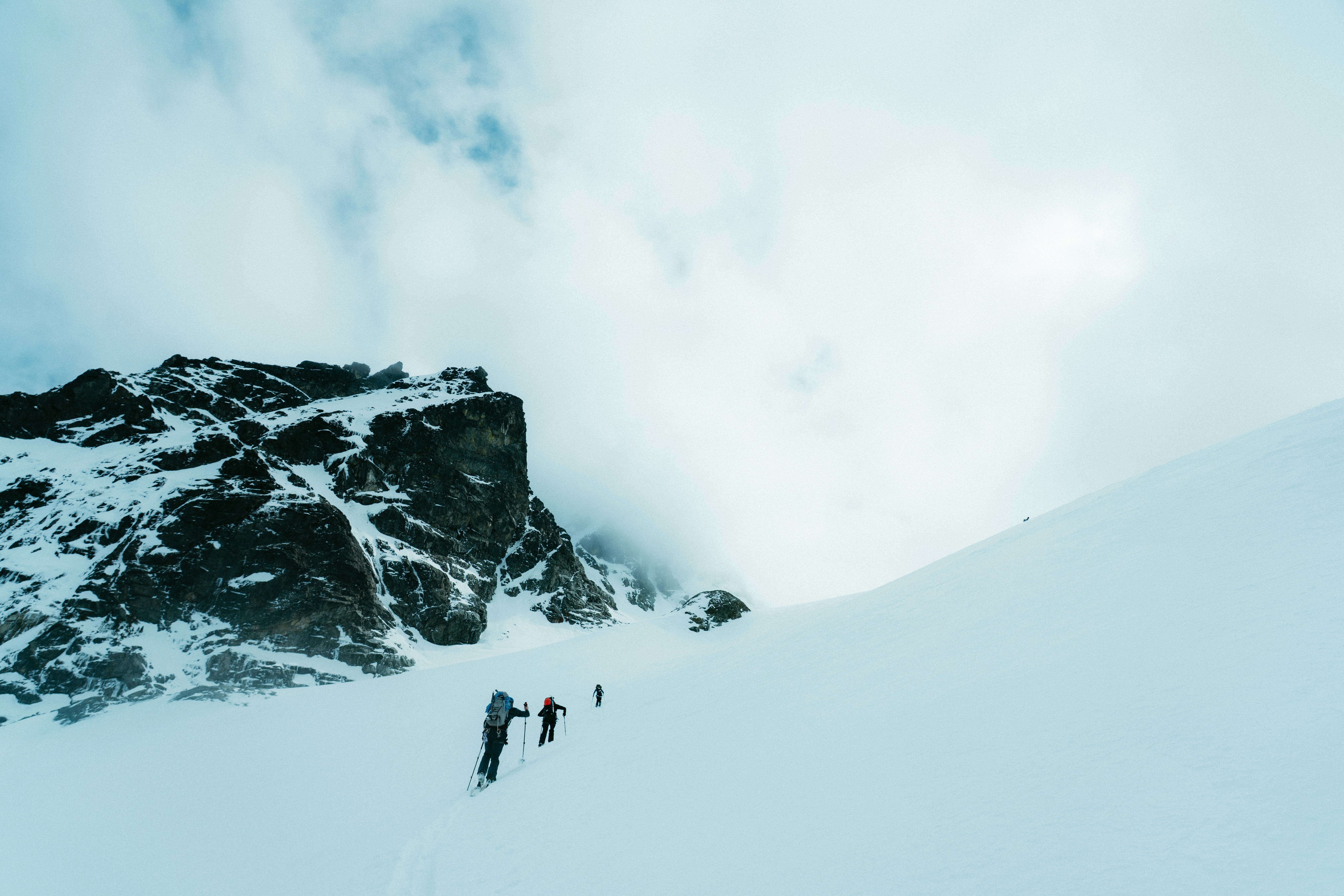 Climbers Against the Snowbound Ridge