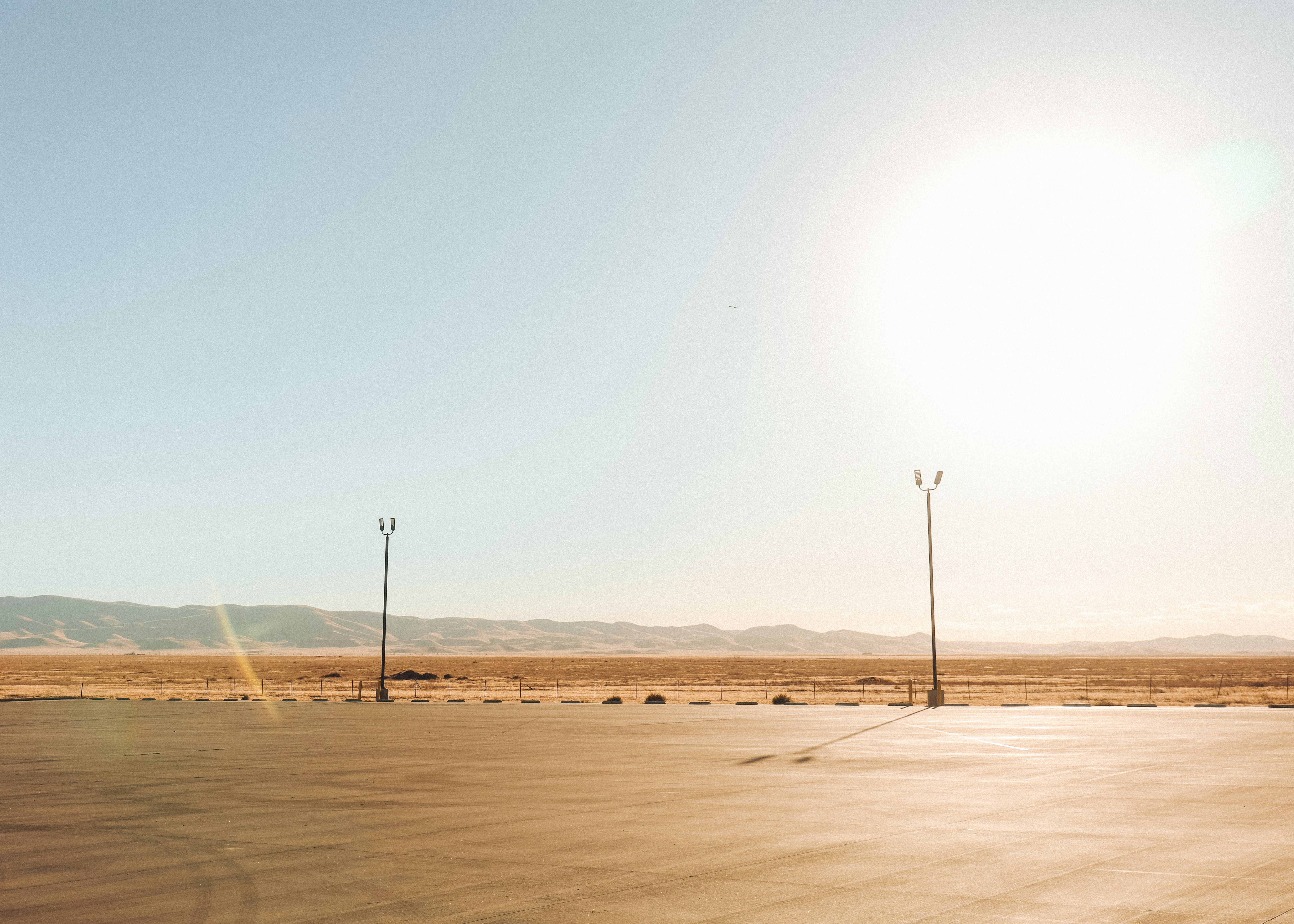 Desert Airfield Silence Under a Brisk Noon Sun