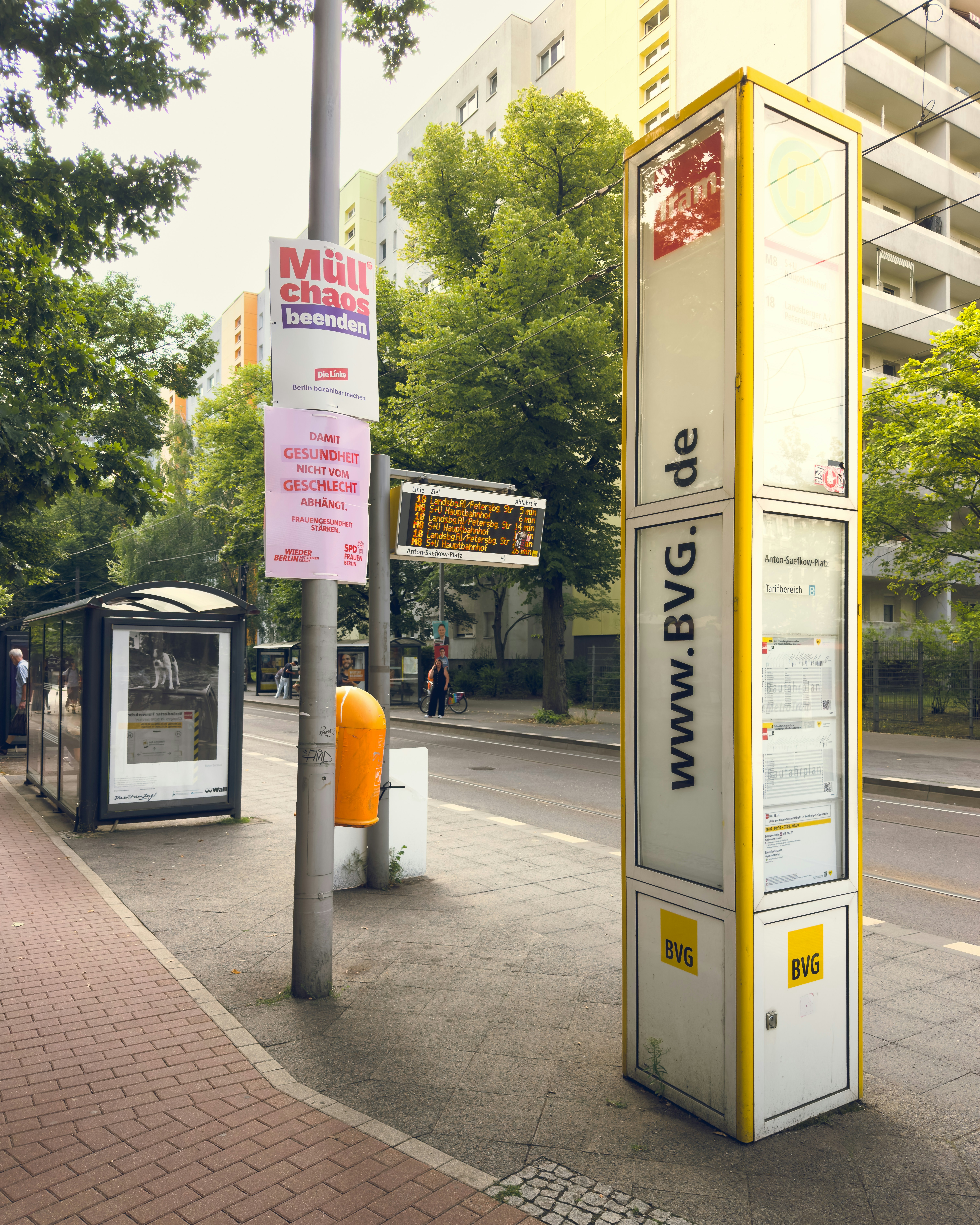 Bus Stop and City Vibe Under Fresh Morning Light