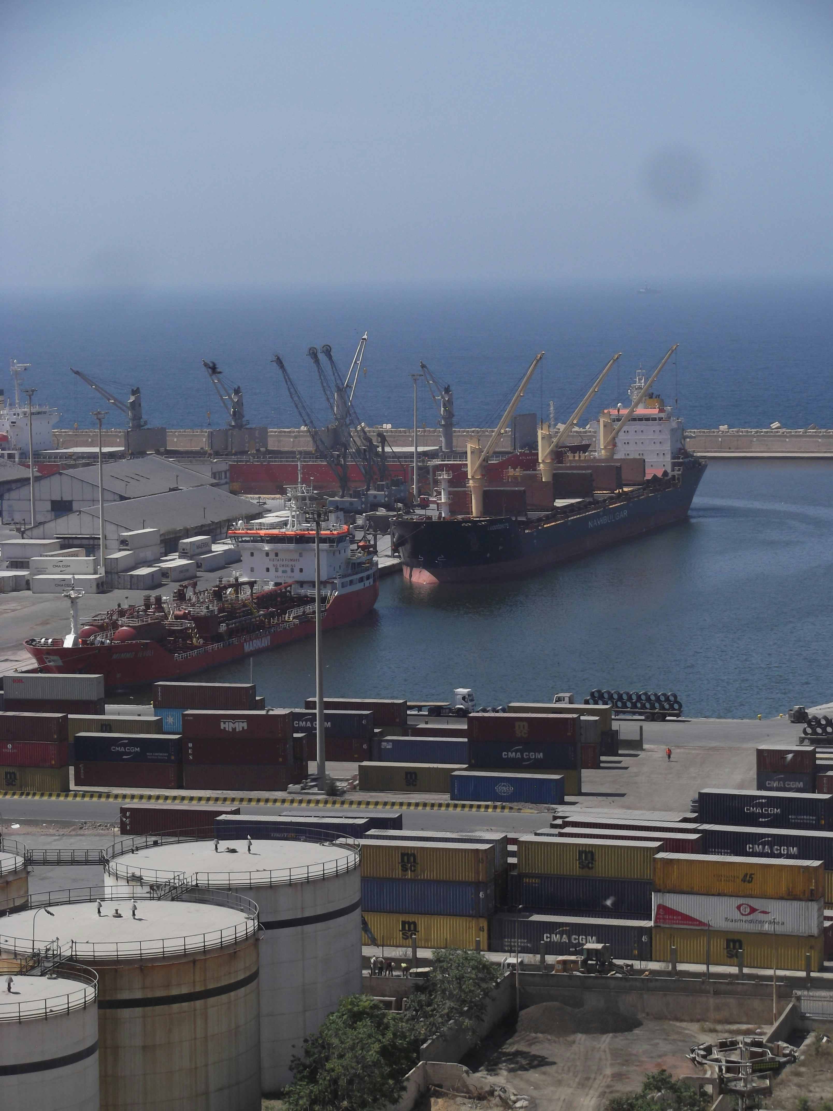 Harbor at Dusk: Cranes, Containers and a Quiet Sea