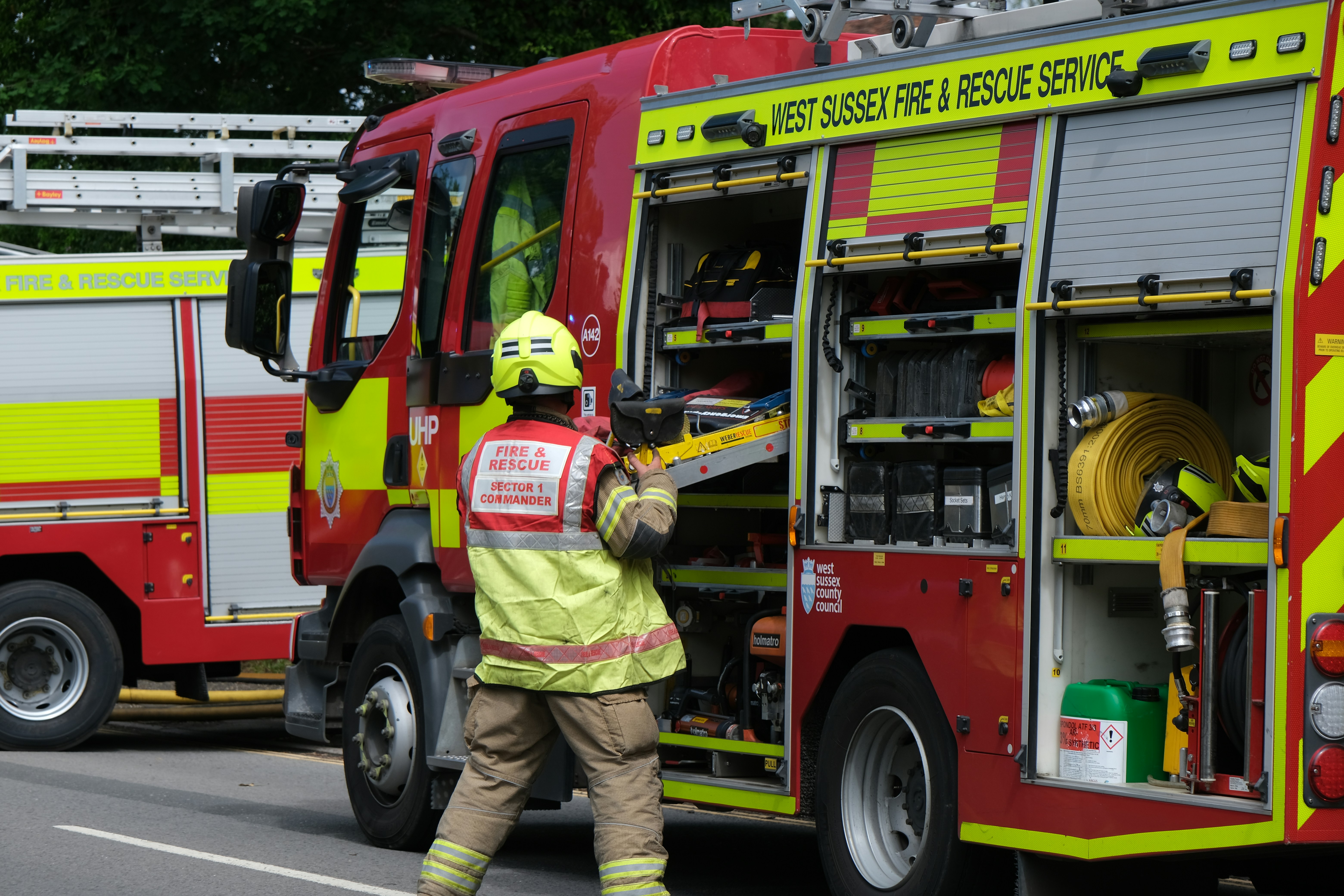 On the Line: Firefighter at a Ready Carriage