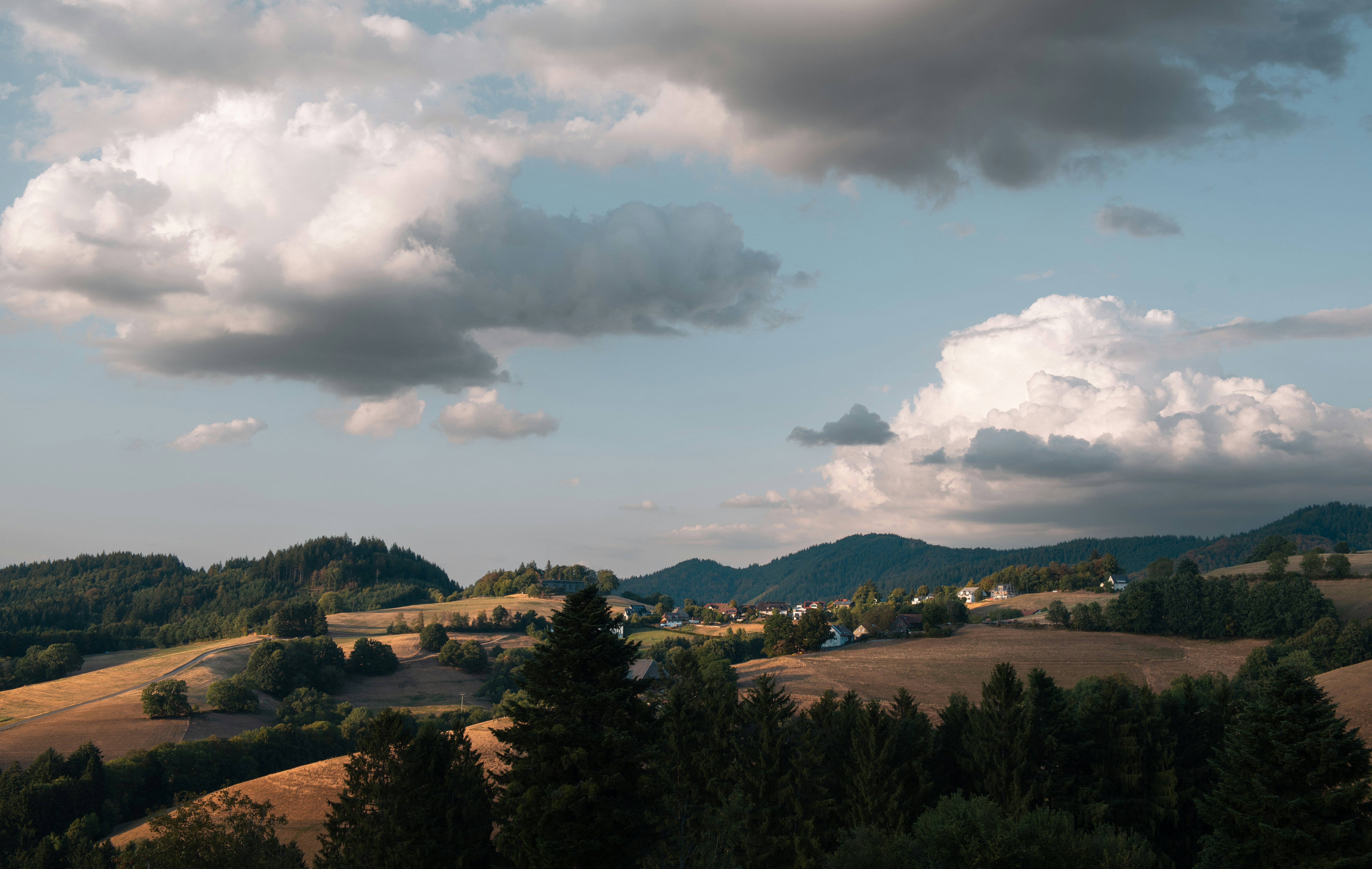 Rolling Hills Under a Cloudy Sky