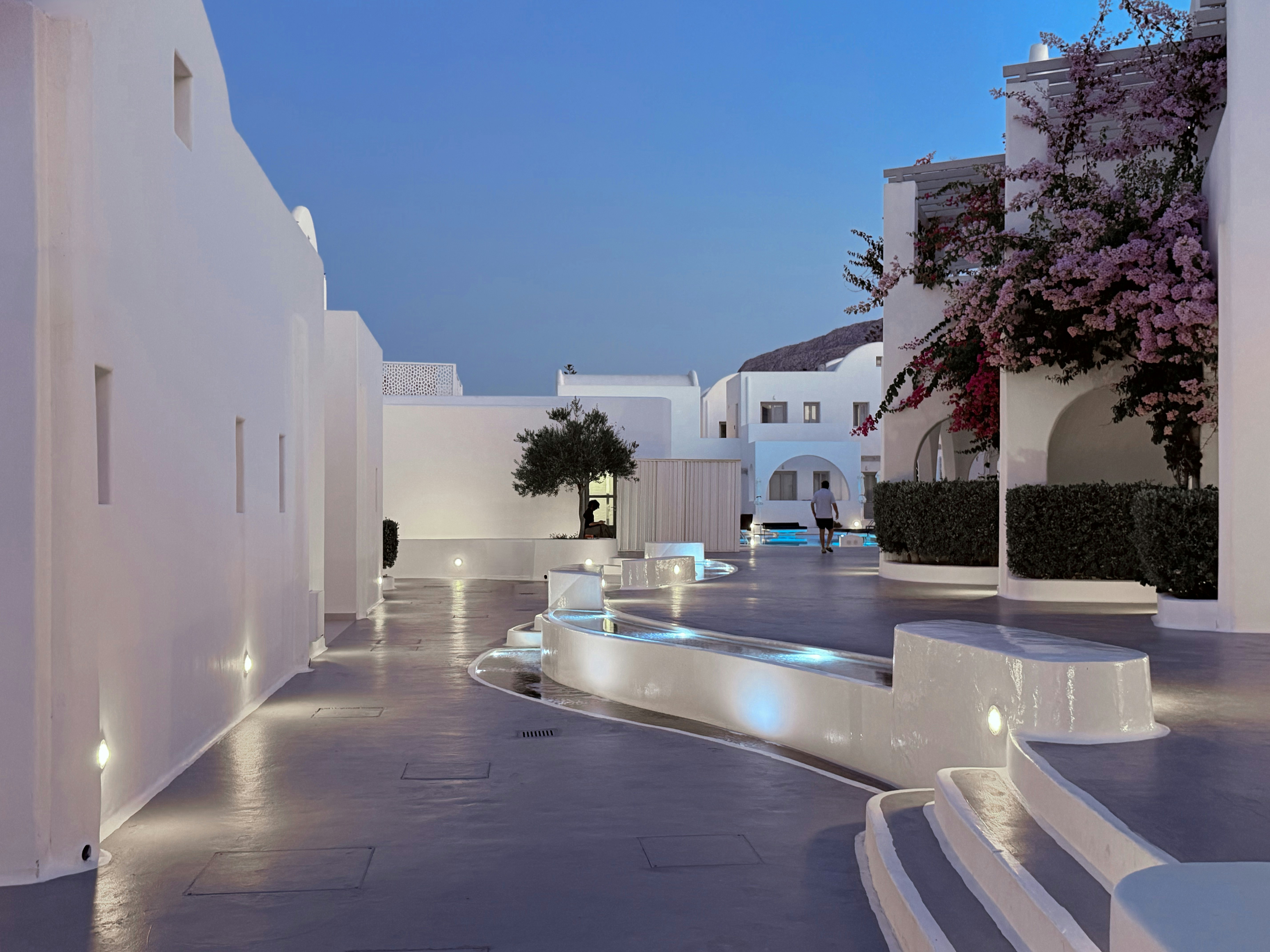 Moonlit Cyclades: Whitewashed Steps and Blue Glow