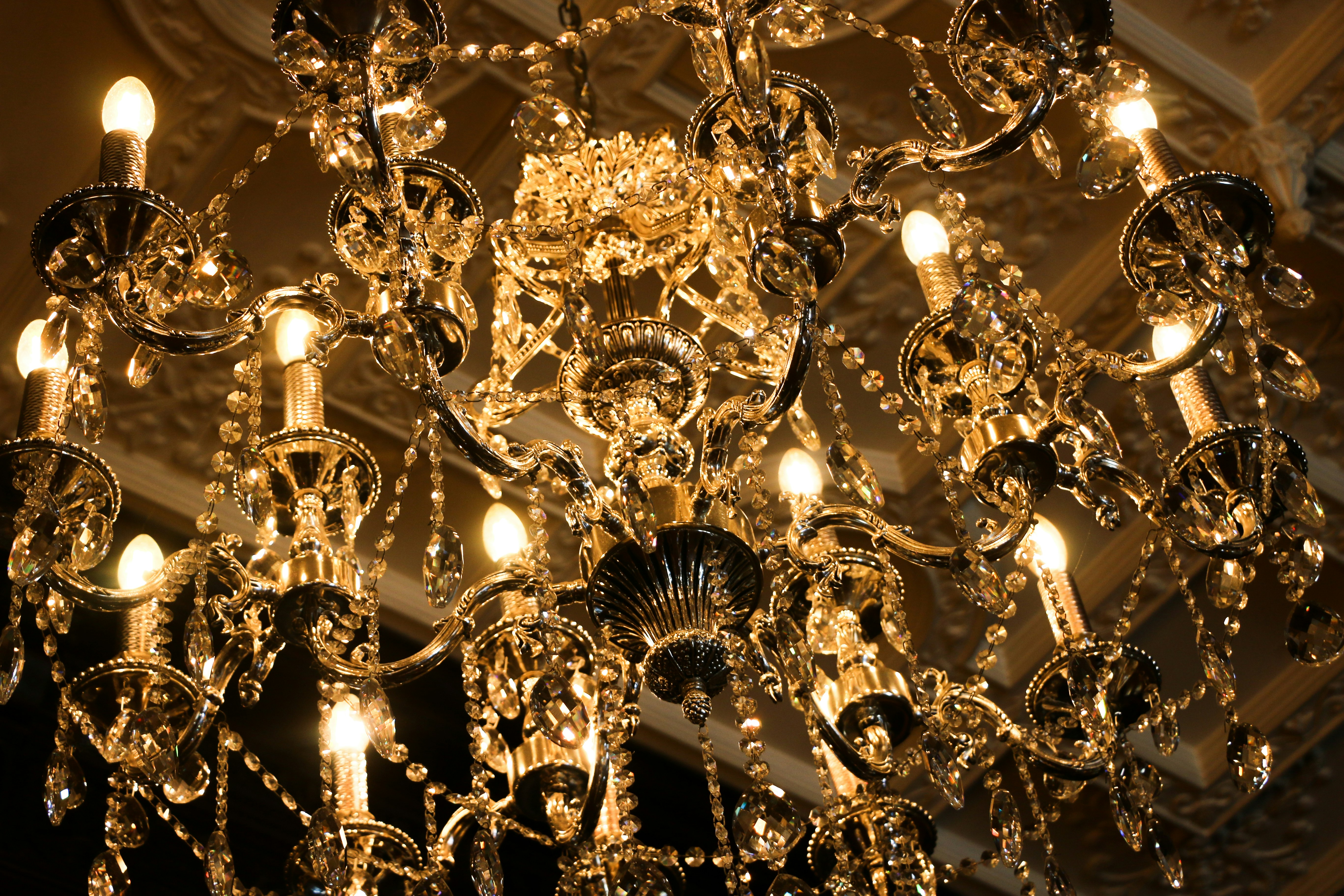 Crystal Constellation: A Close-Up of an Ornate Chandelier