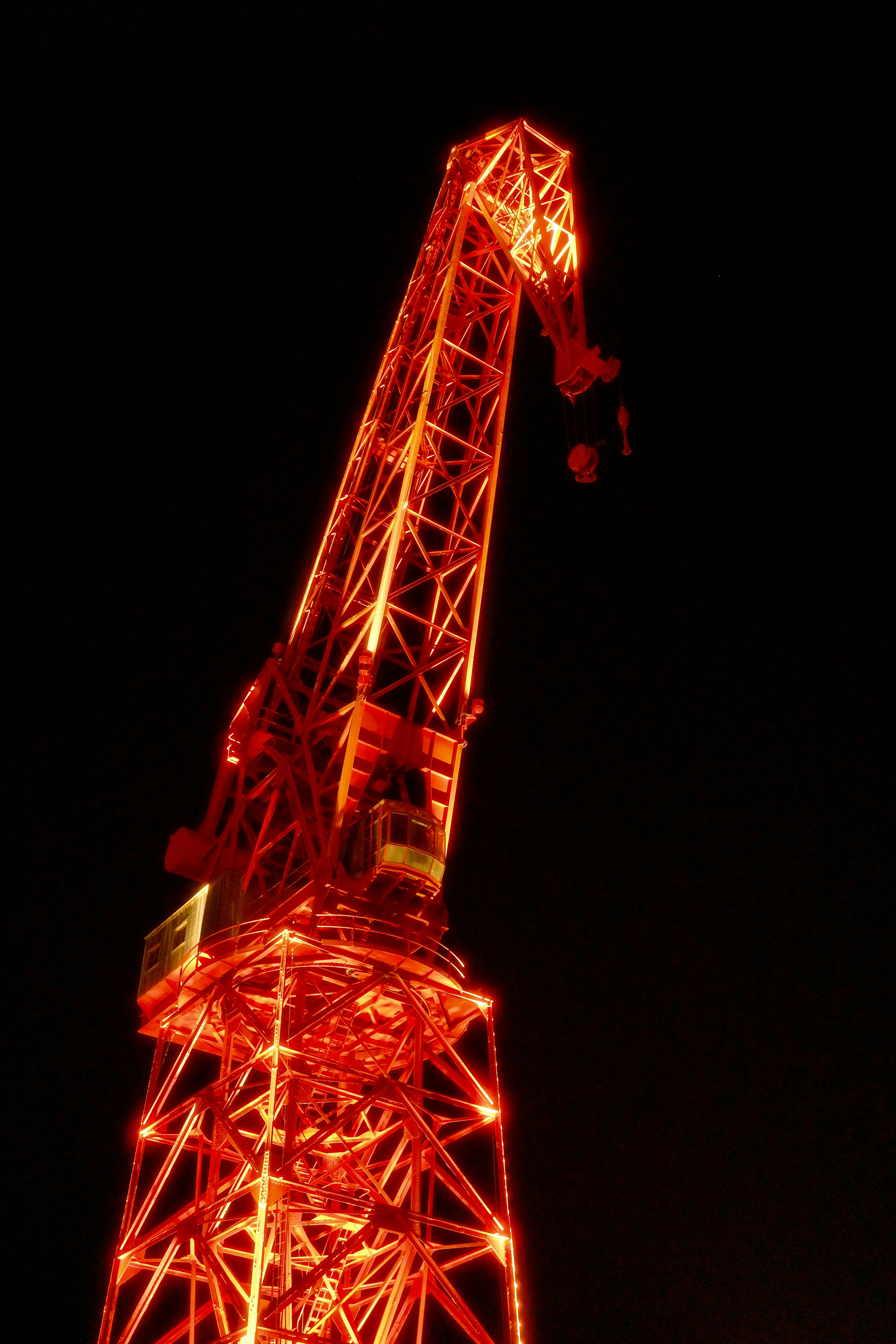Crimson Crane: Night Crane Tower Reaching into Darkness