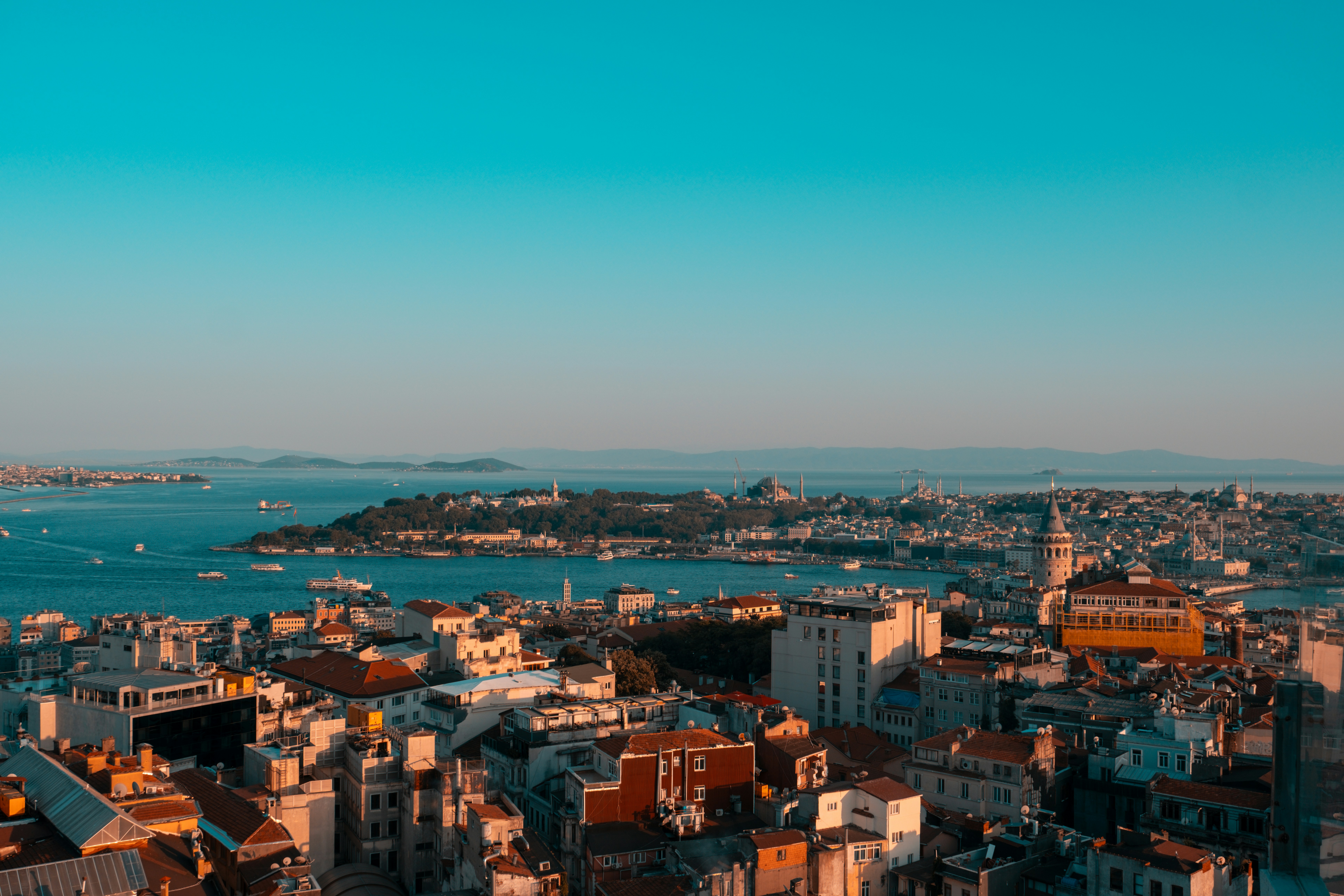 Coastal Cityscape Basking in Evening Light