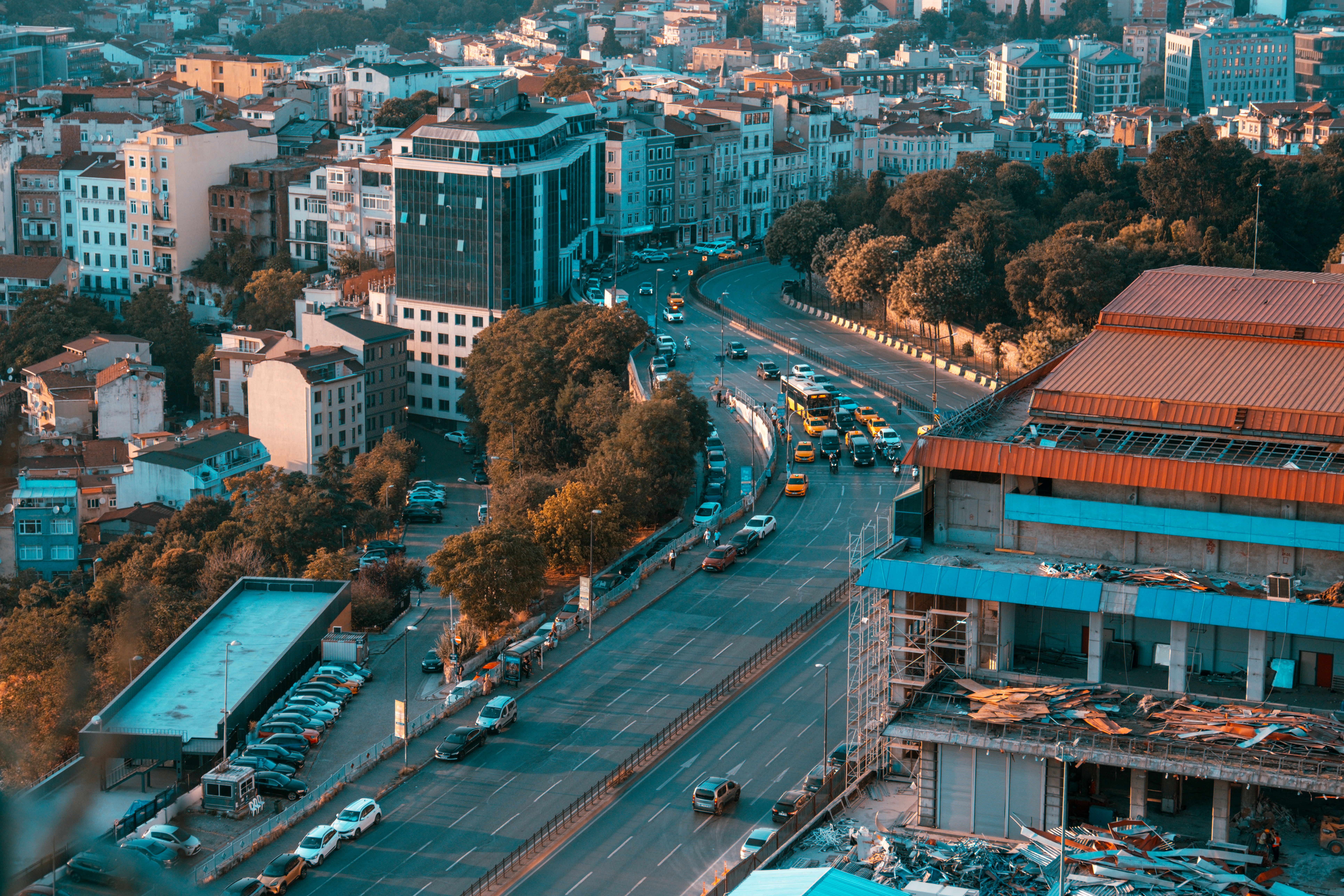 Aerial Street Rhythm: City Commissioner in Motion