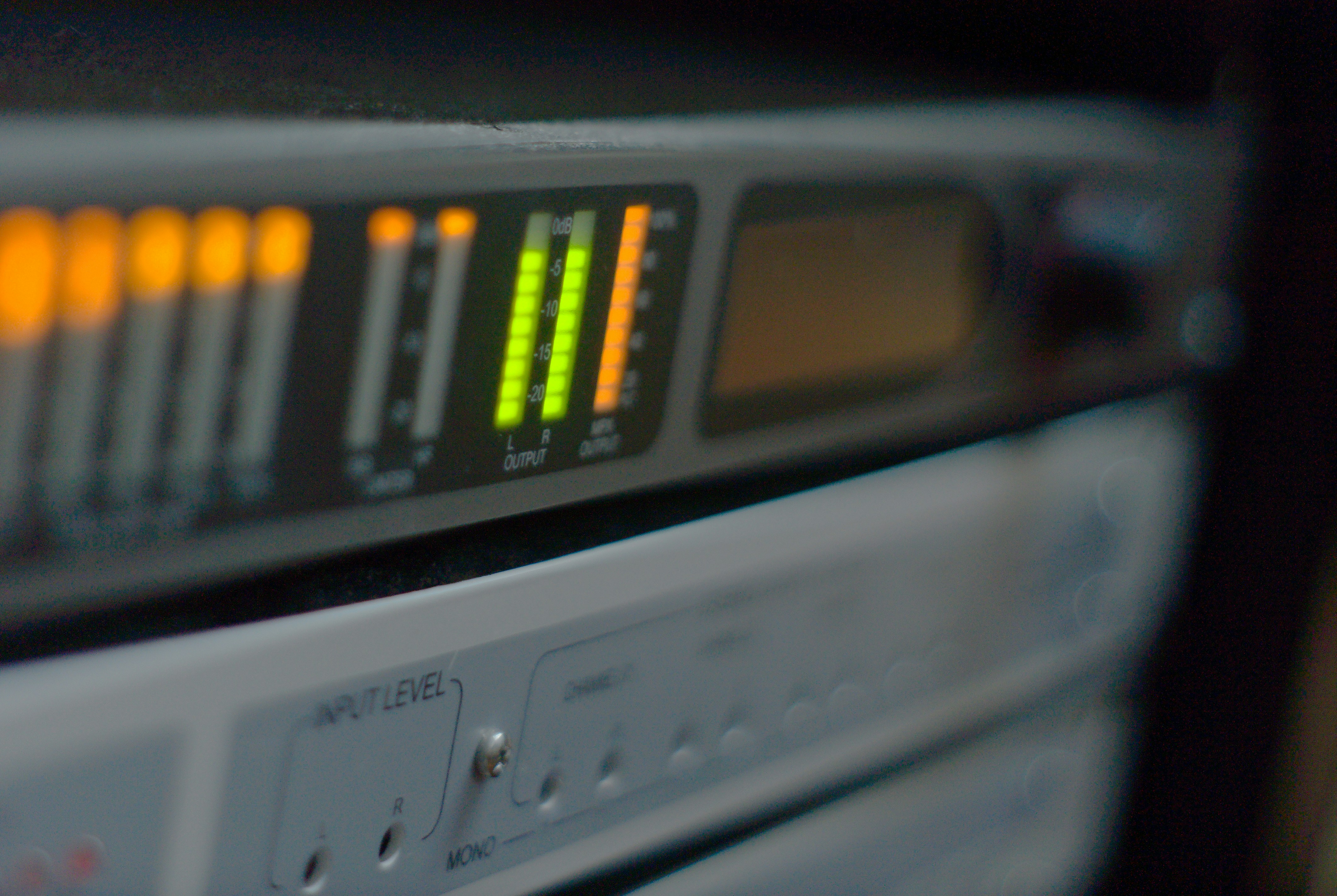 Vibrant VU Meter Symphony in a Rack