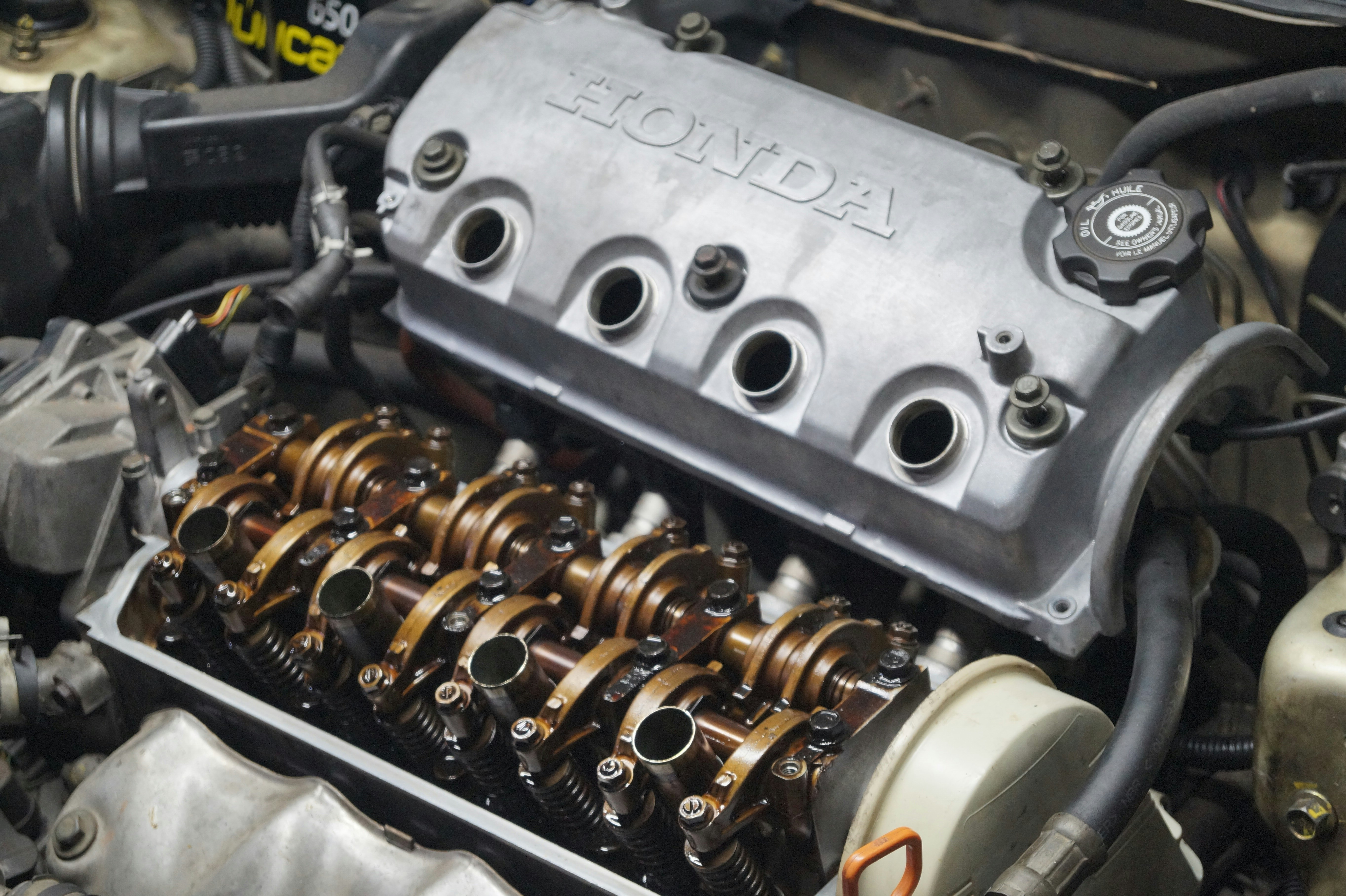 In a Quiet Piston Symphony: Engine Camshaft Assembly Under Metal Light