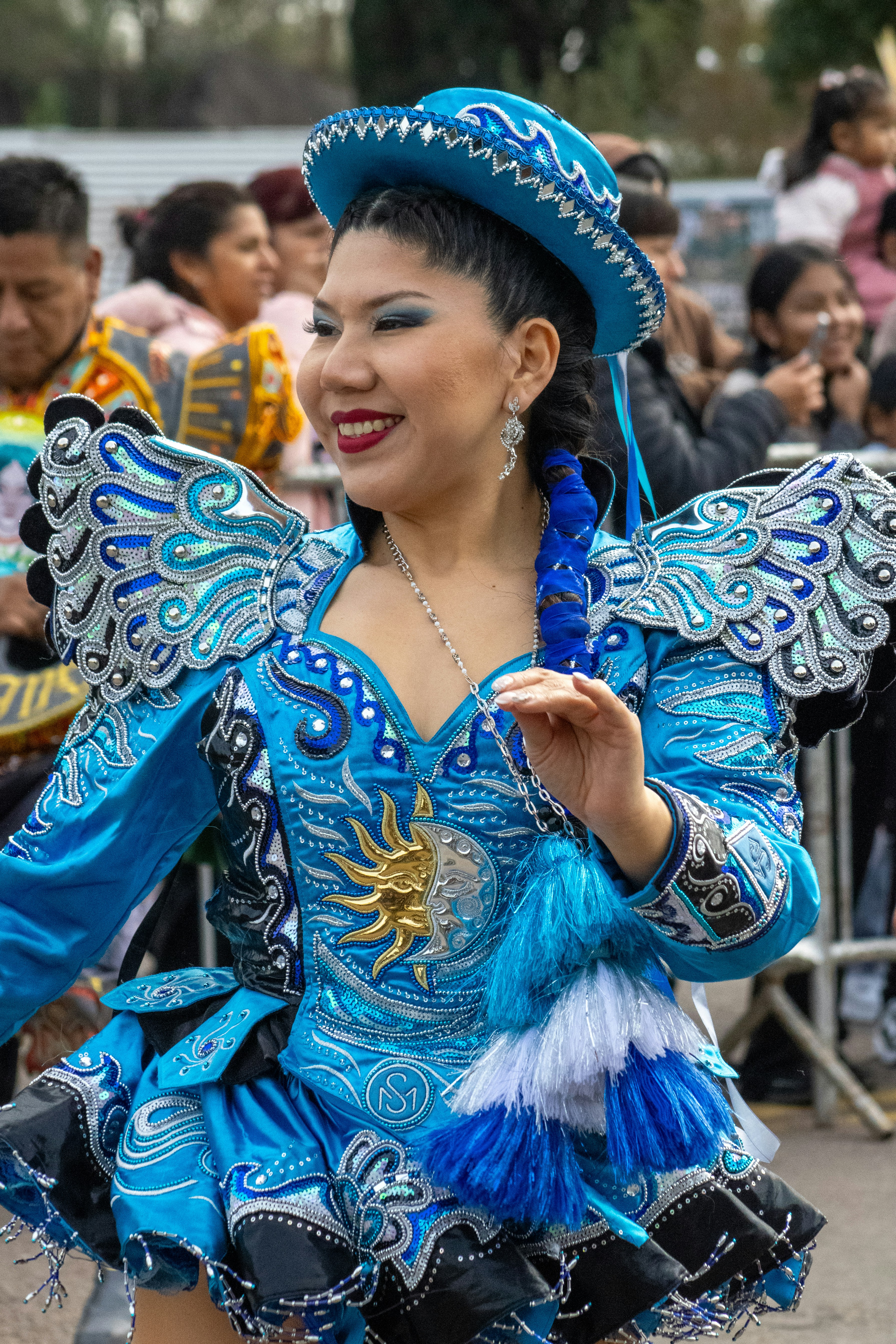Blue Carnival Dancer in Elaborate Regalia