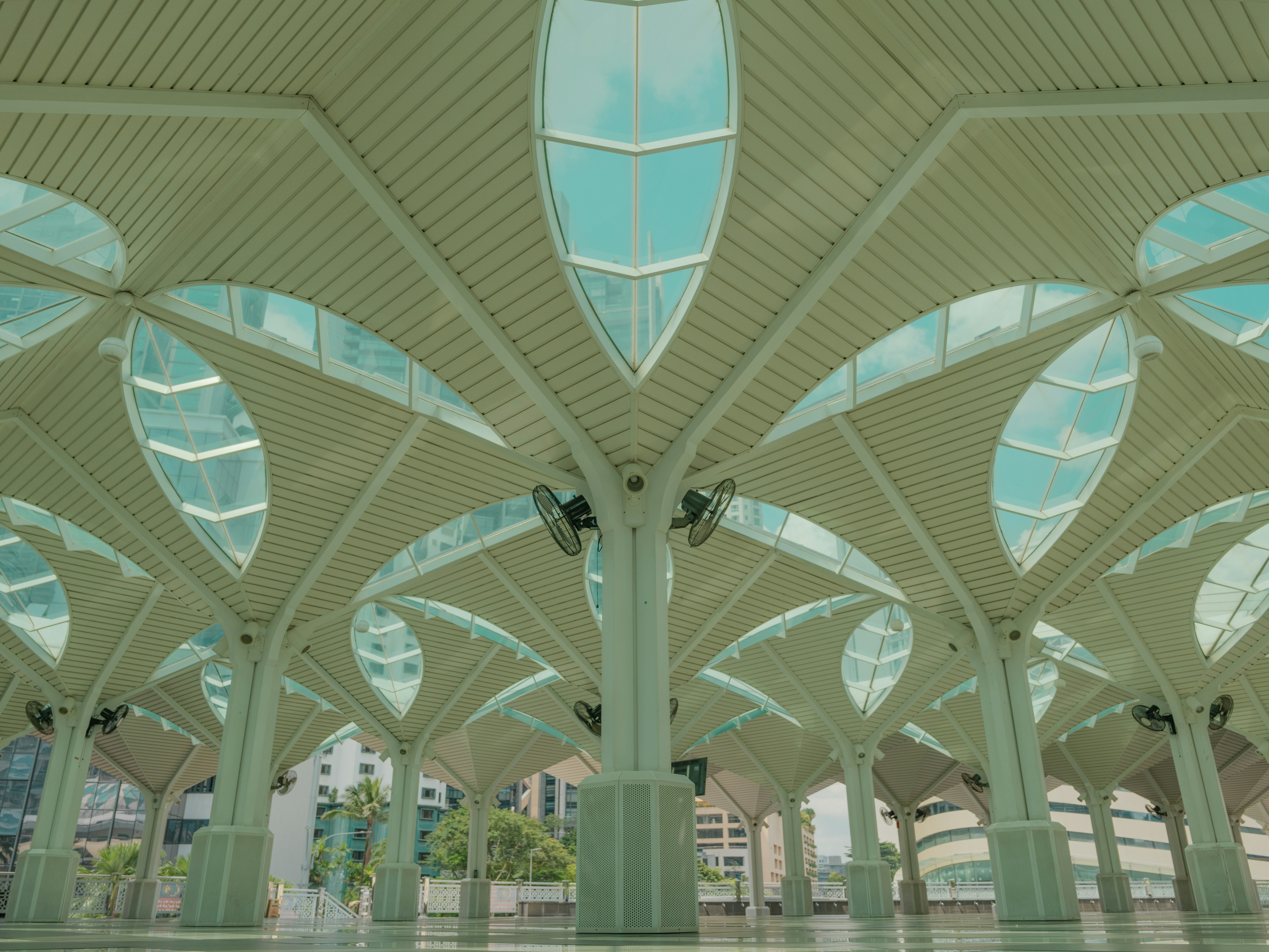 Architectural Cathedral: Soaring Columns and Elliptical Glass Lanterns