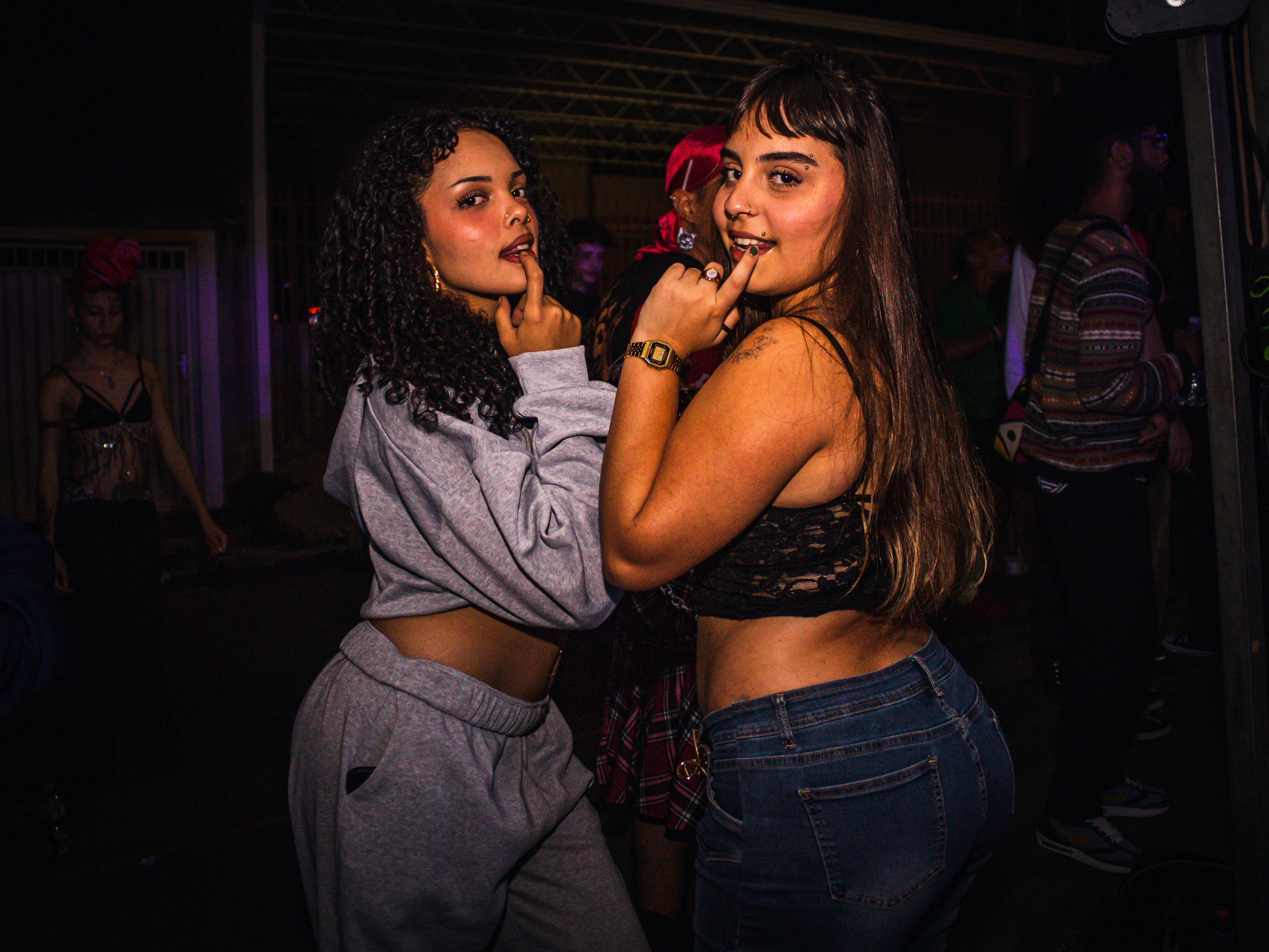 Nightclub Duo: Sweet Rebellion in Velvet Denim