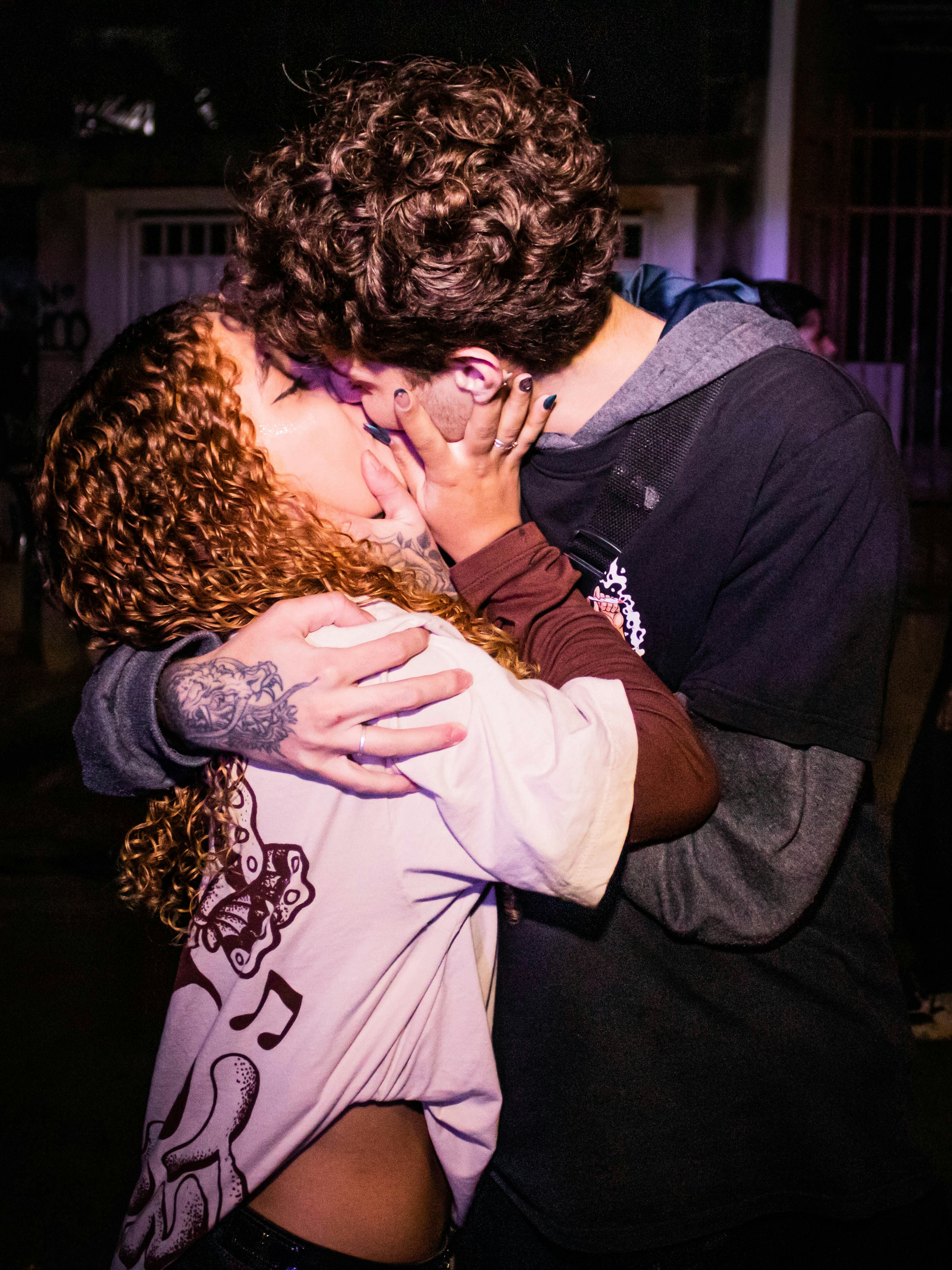 Two Hearts in Night Light: A Close Embrace