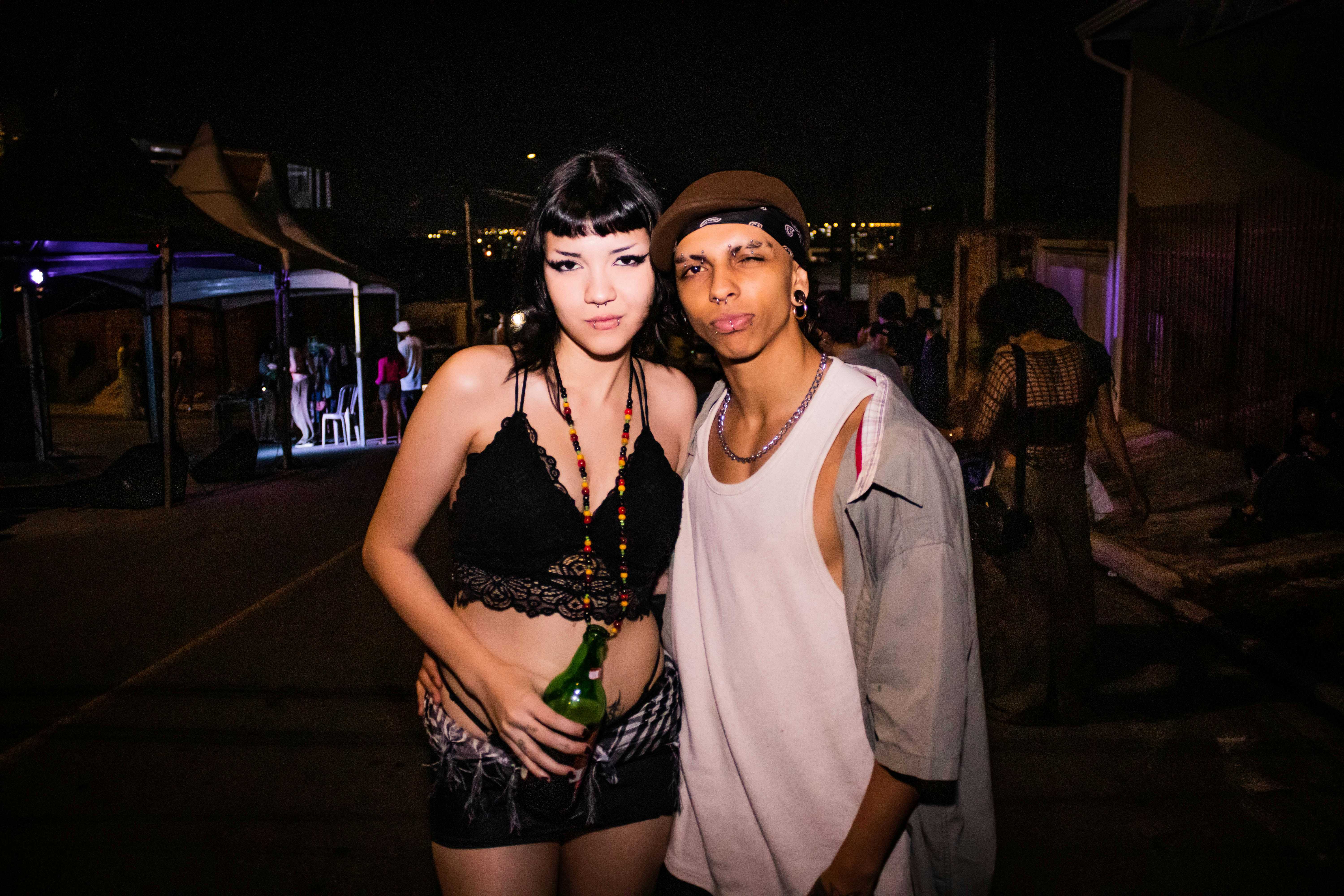 Nightlife Portrait: Two Friends Under Neon Lights