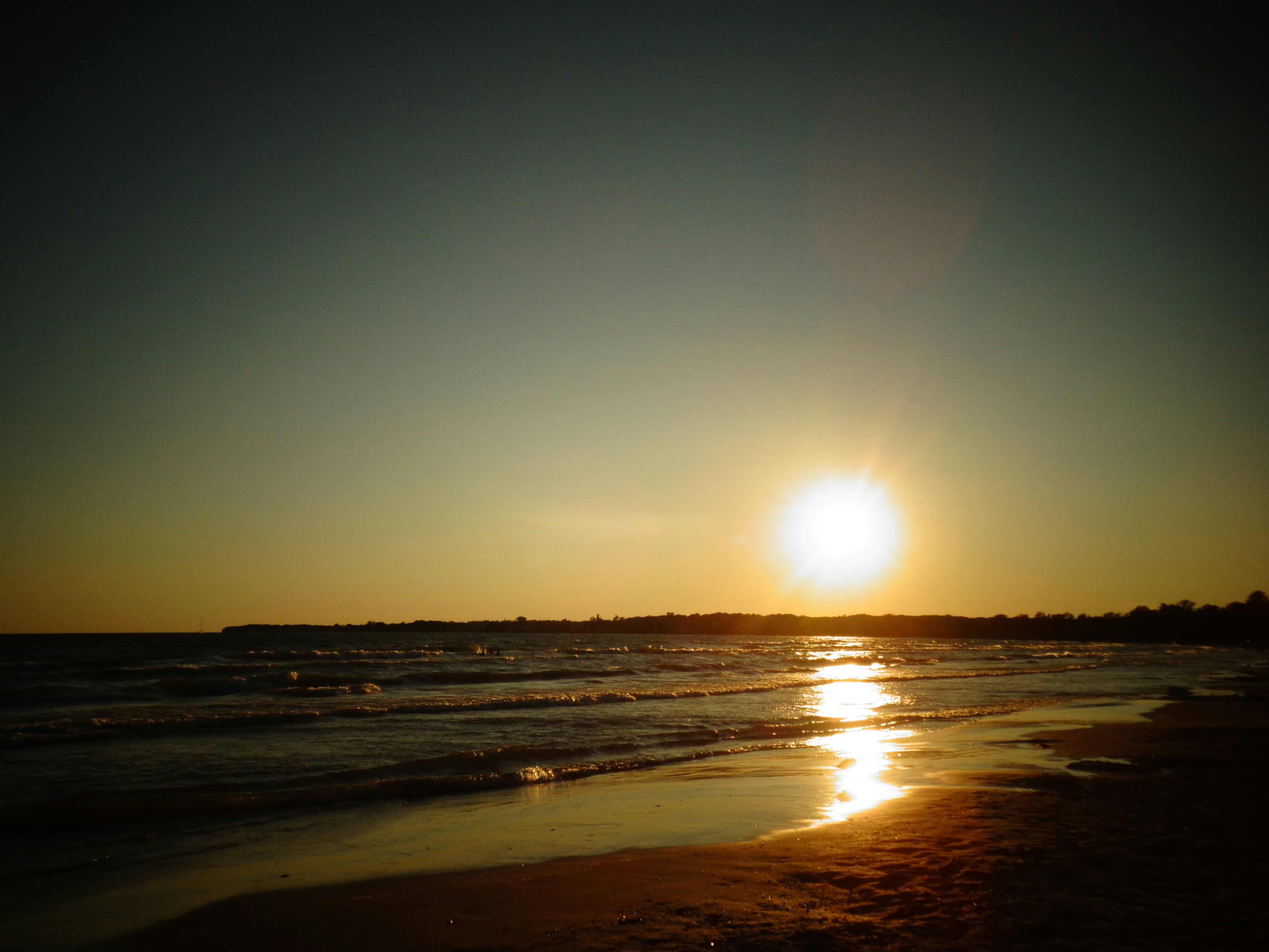 Low Tide, Full Sunrise: A Quiet Seascape with Reflective Golden Light