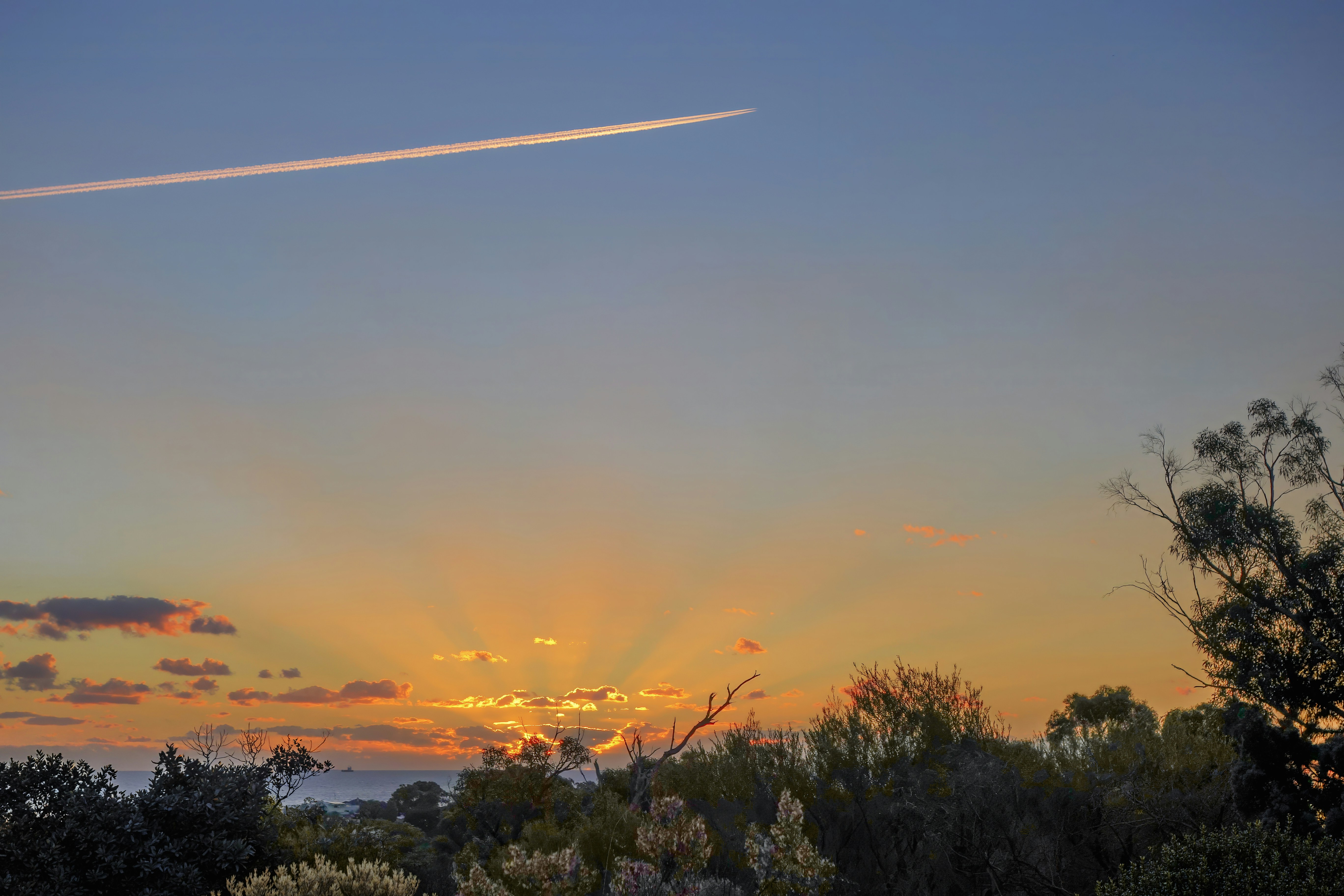 Sunset Confluence: Horizon Glow Over Quiet Bushland