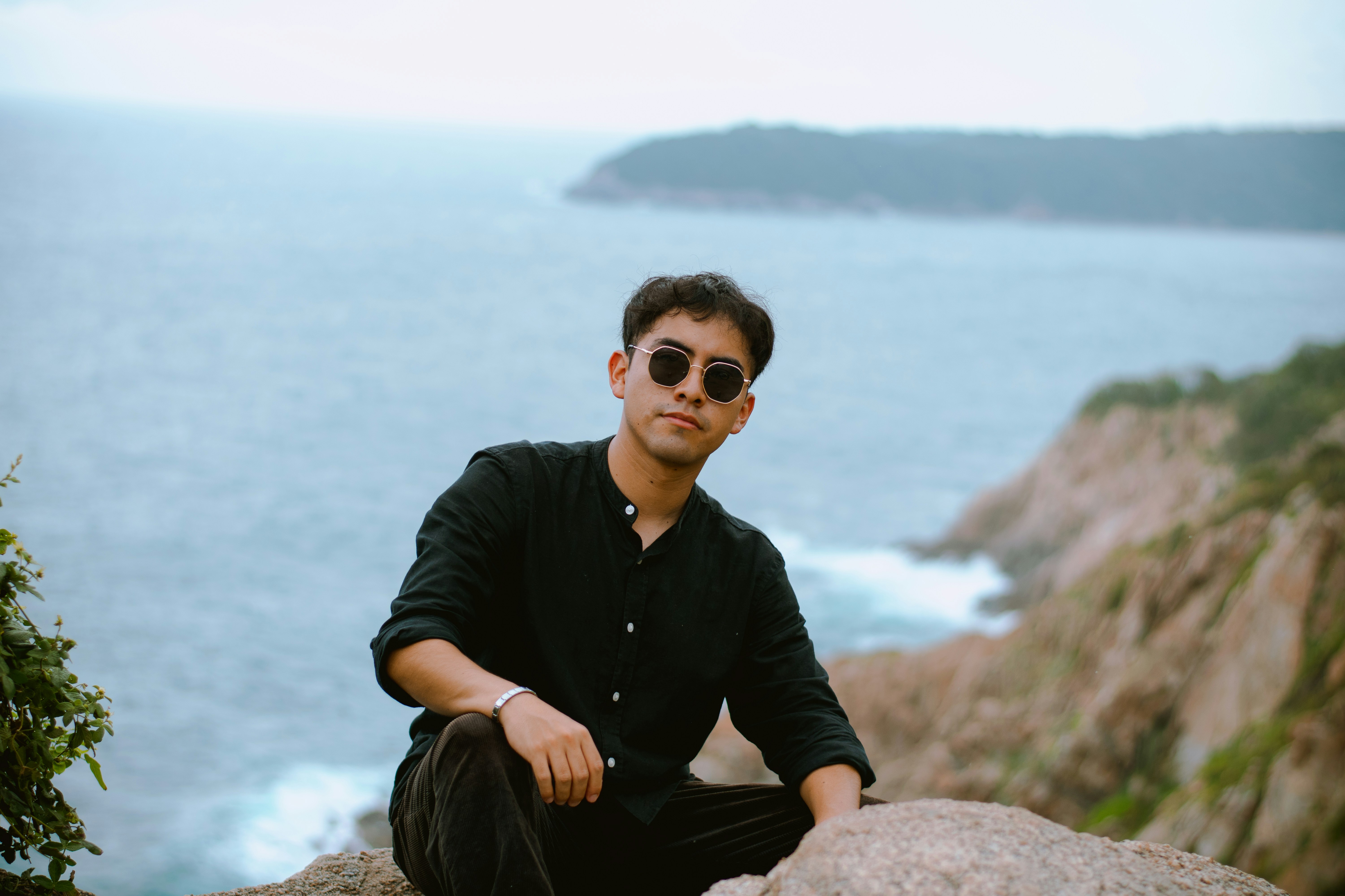 Coastal Outcrop Portrait in Sunglasses