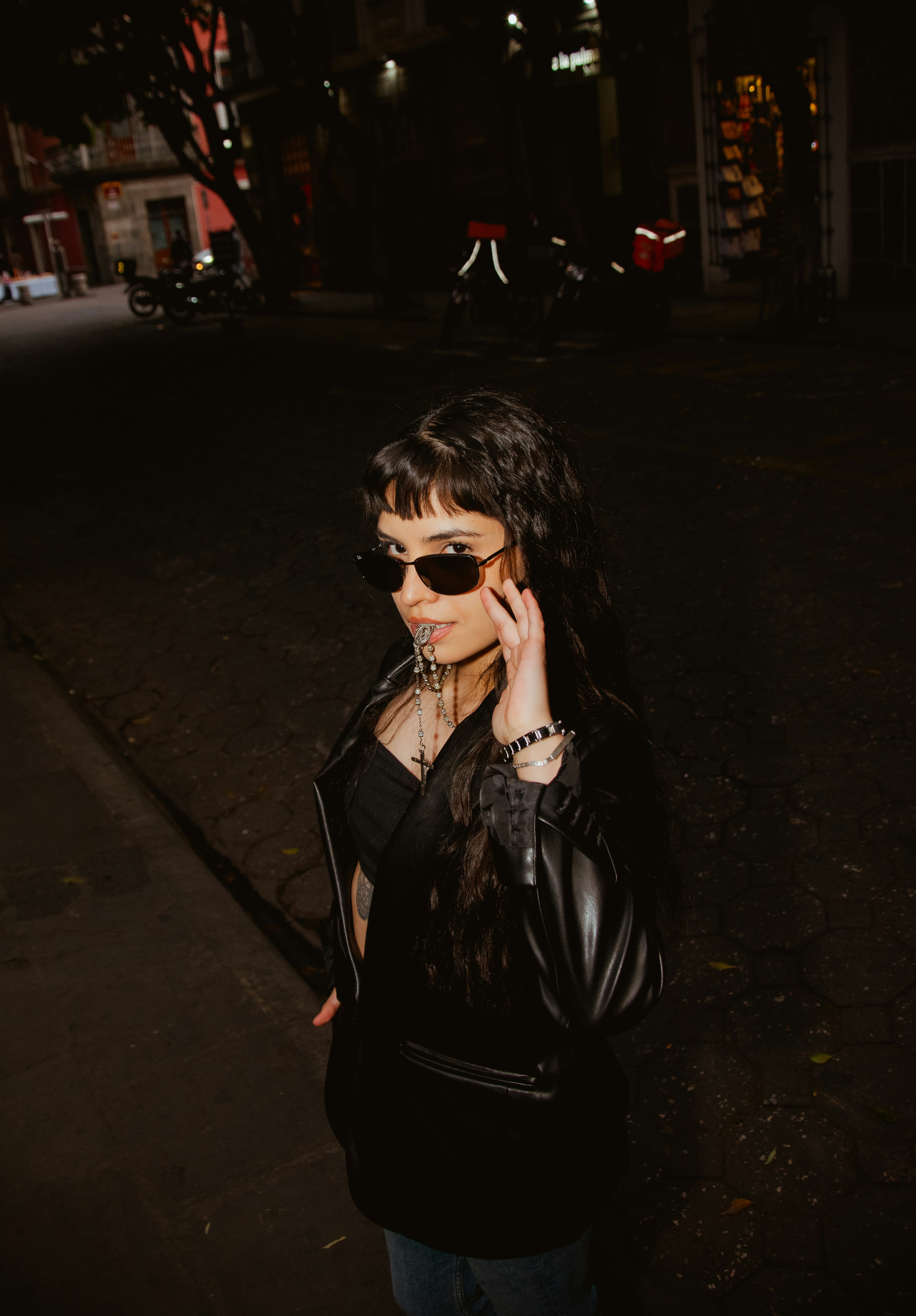 Midnight Rebel: A Neon Night Portrait in Leather