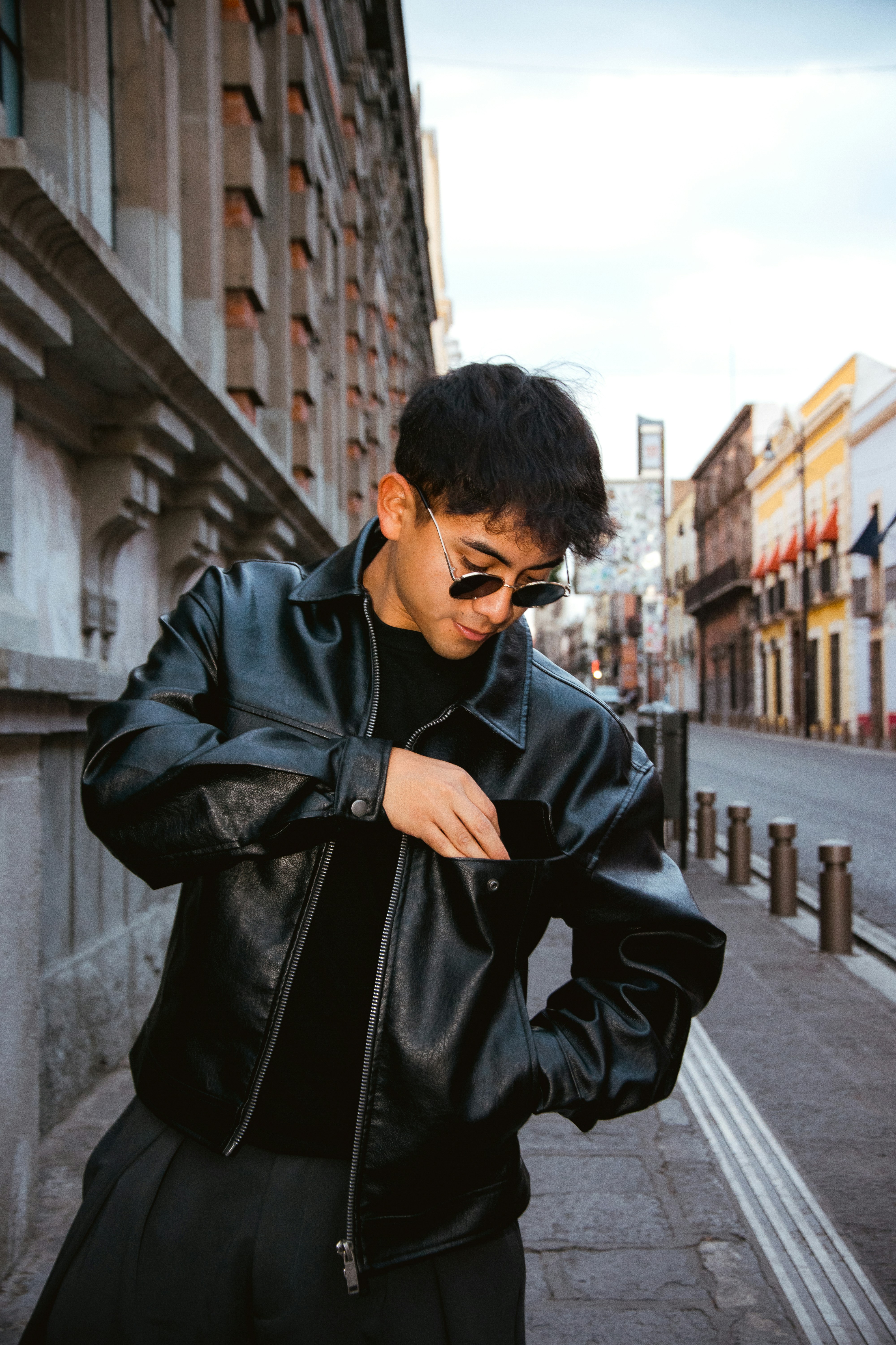 Midtown Rebel: A Street Portrait in Black Leather