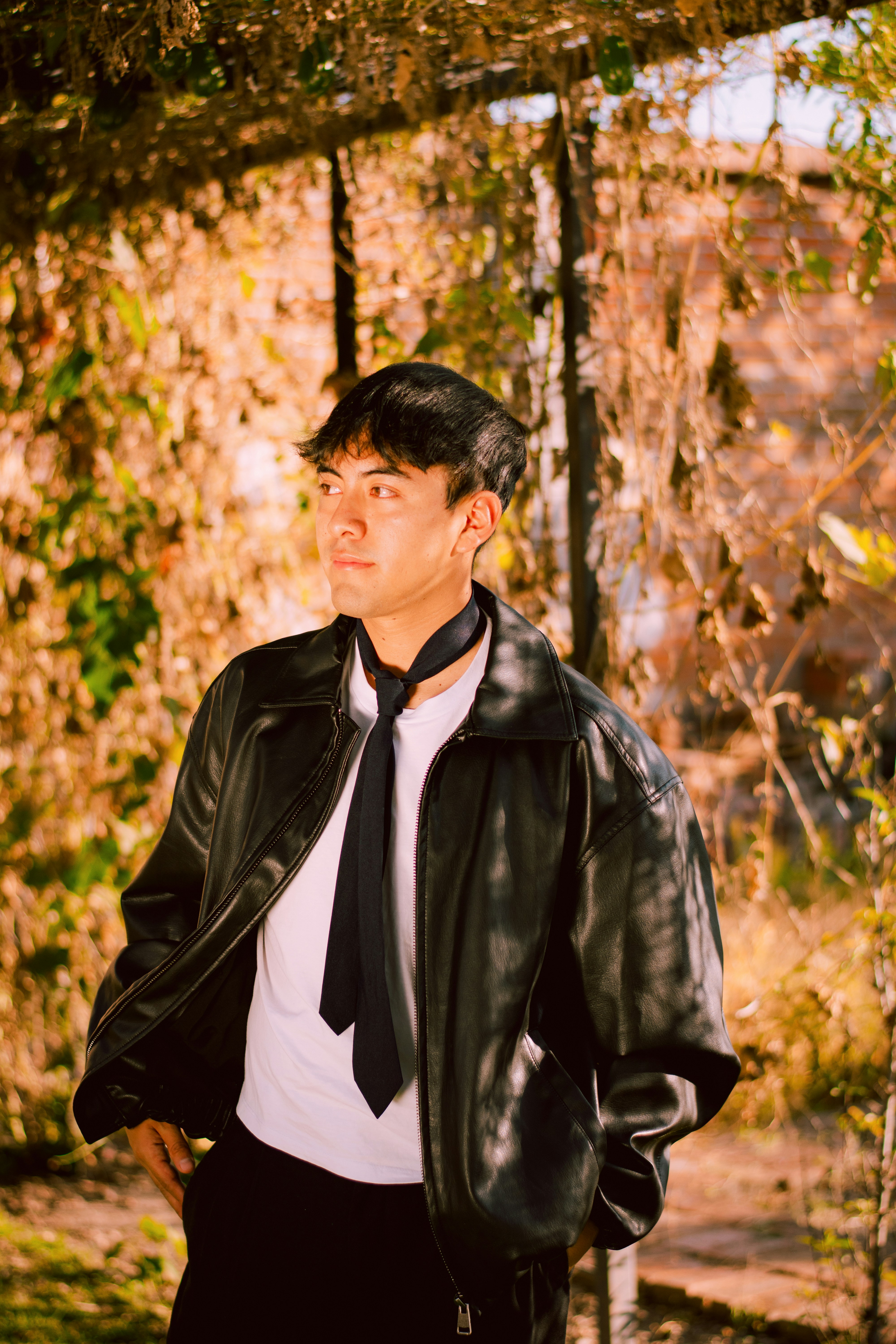 Portrait in Autumn Light: A Young Man in a Leather Jacket